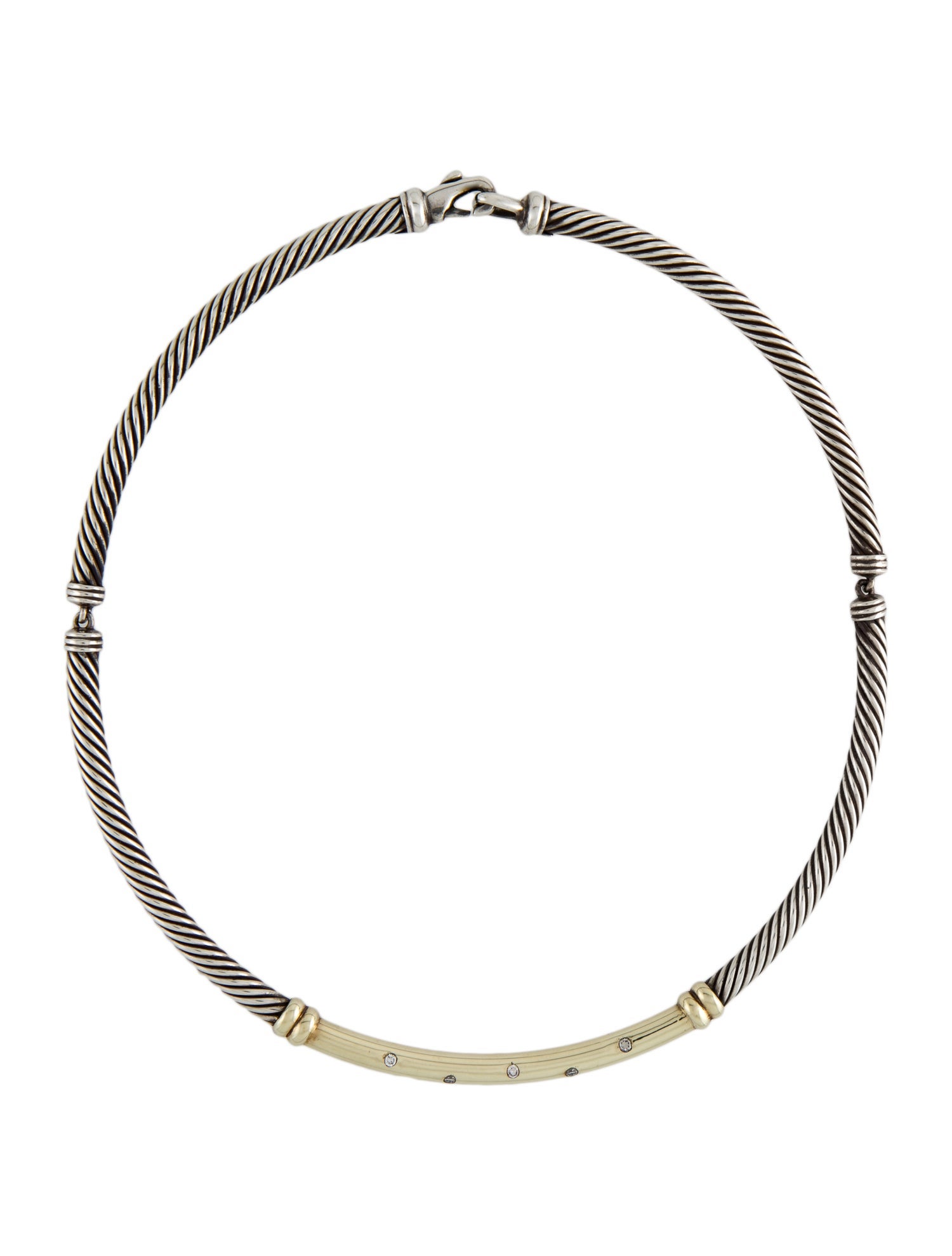 David Yurman Two-Tone Diamond Metro Cable Collar Necklace - 14K Yellow ...