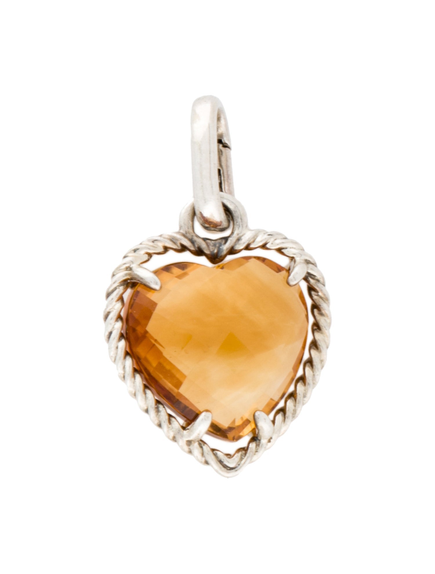 David Yurman Citrine Cable Heart Pendant - Sterling Silver Pendant ...