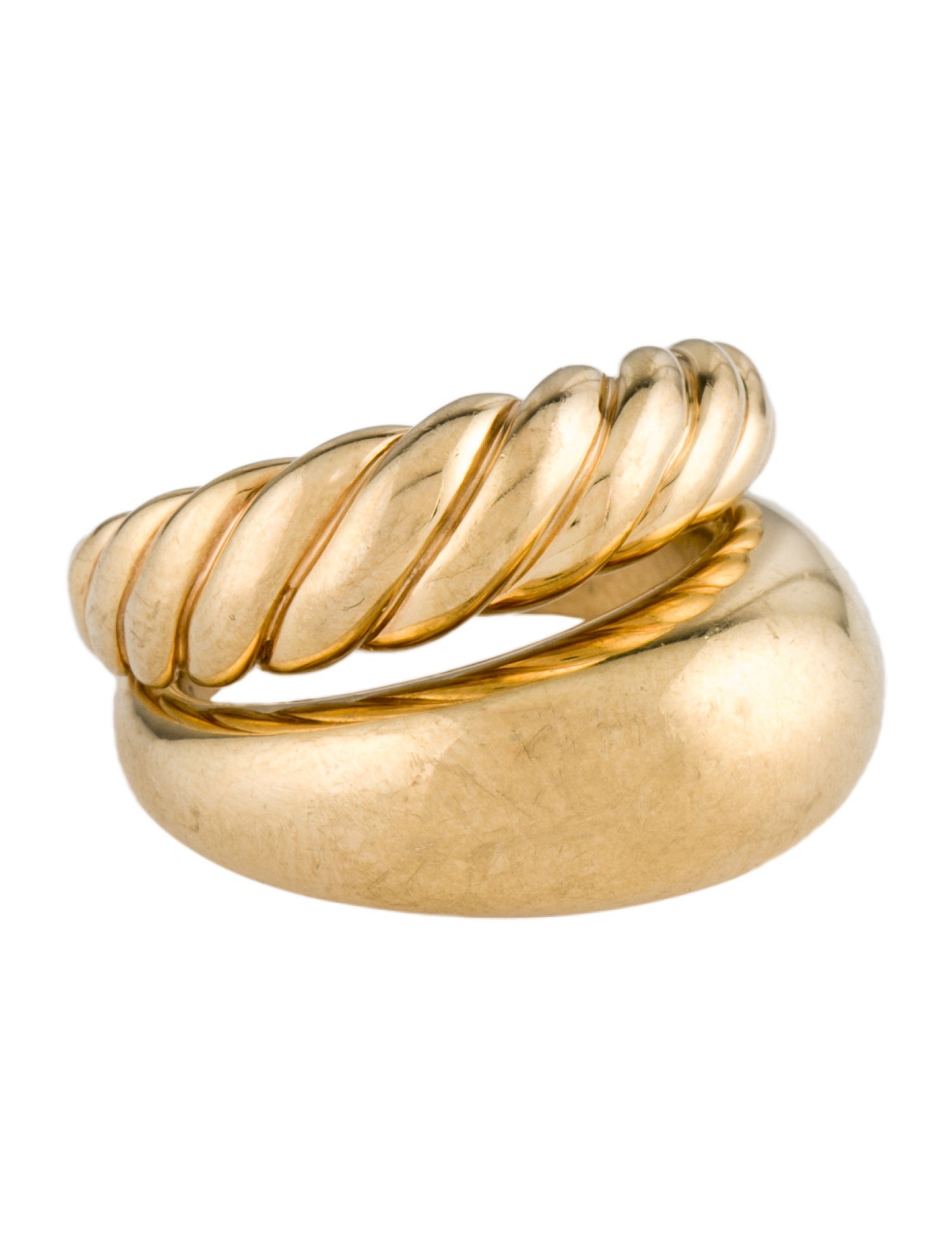 David Yurman 18K Pure Form Two Row Ring - 18K Yellow Gold Band, Rings ...