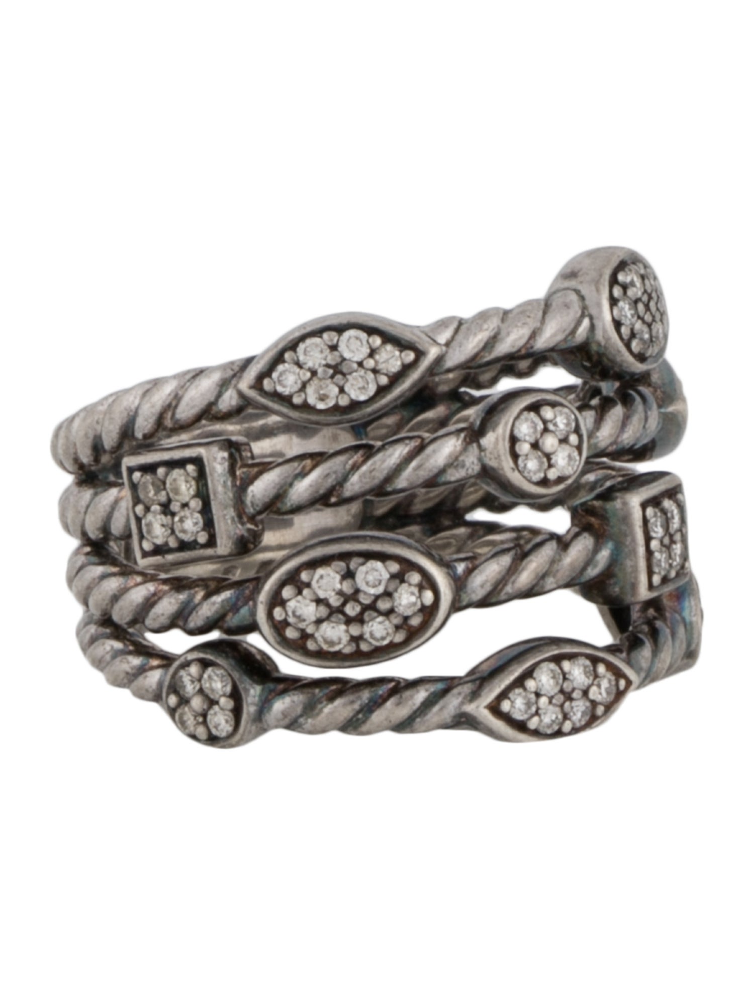 David Yurman Diamond Confetti 4-Row Ring - Sterling Silver Band, Rings ...