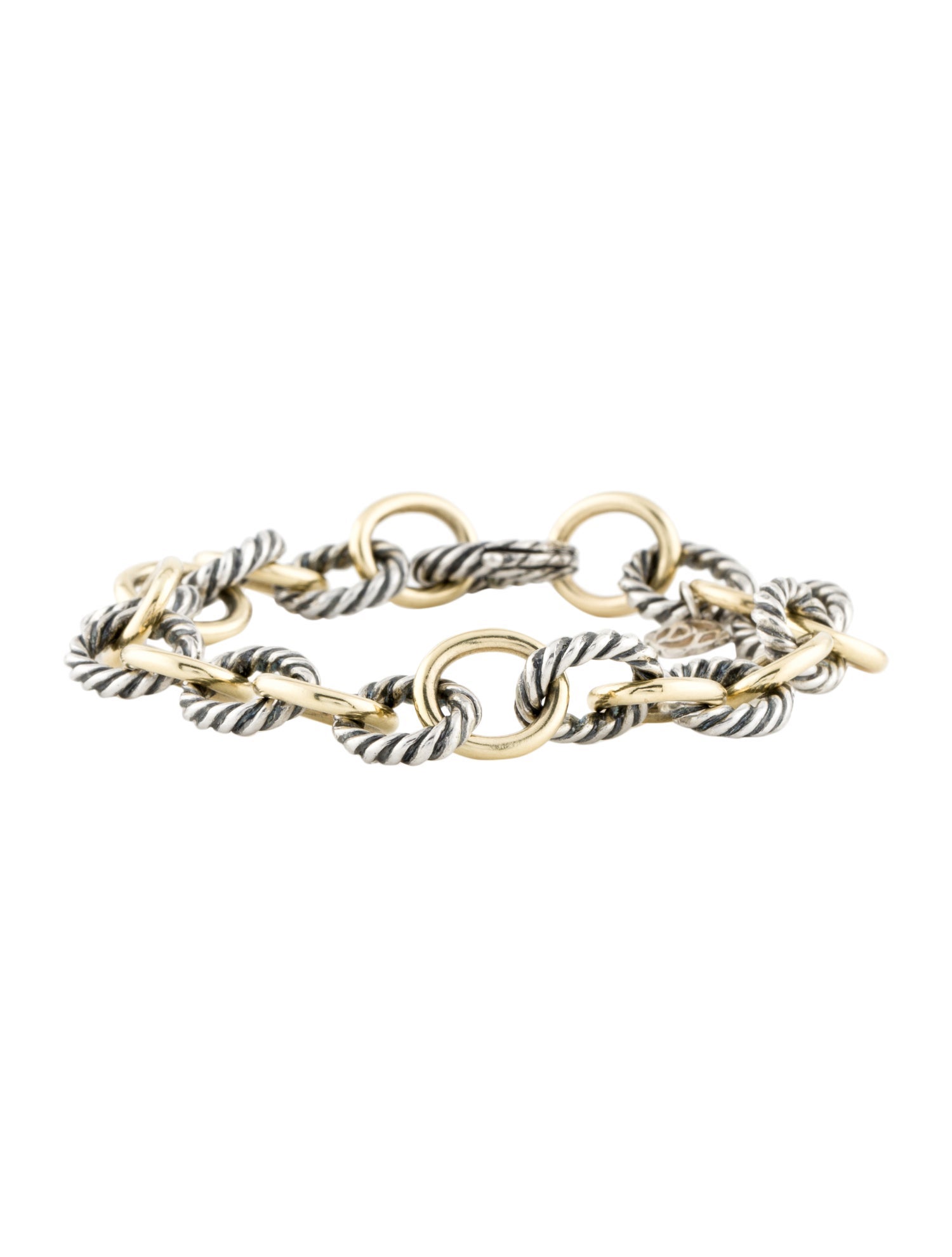David Yurman Two-Tone Oval Link Bracelet - Sterling Silver Link, Bracelets - DVY156141 | The ...