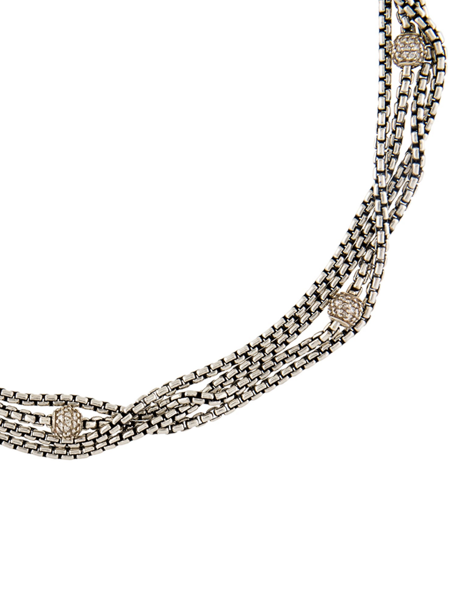 David Yurman Diamond Eight Row Chain Necklace - Sterling Silver ...