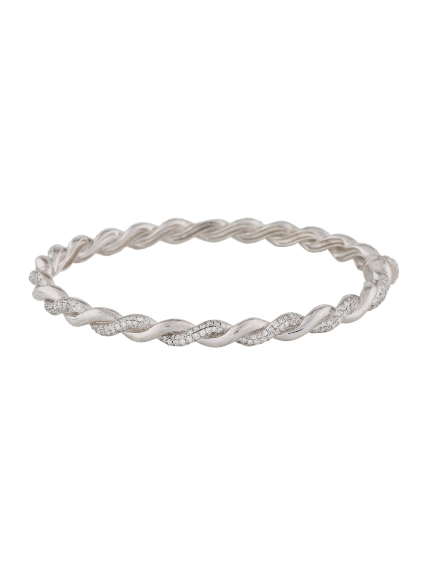 David Yurman 18K Diamond Twist Bangle Bracelet - Rhodium-Plated 18K ...
