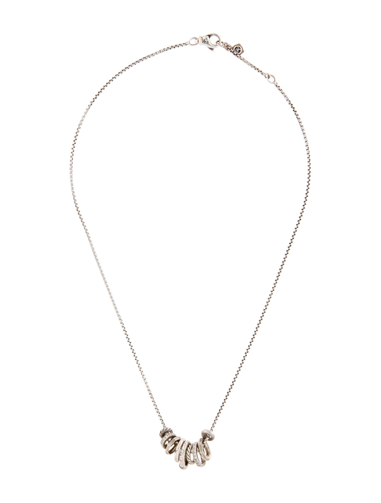 David Yurman Diamond Stax Rondel Pendant Necklace - Sterling Silver ...