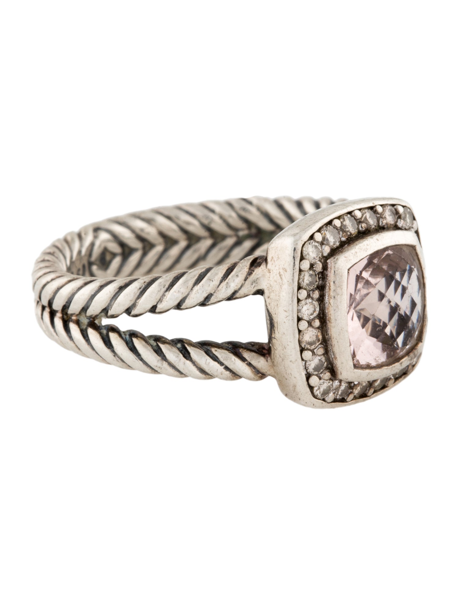 David Yurman Morganite & Diamond Petite Albion Cocktail Ring - Sterling ...