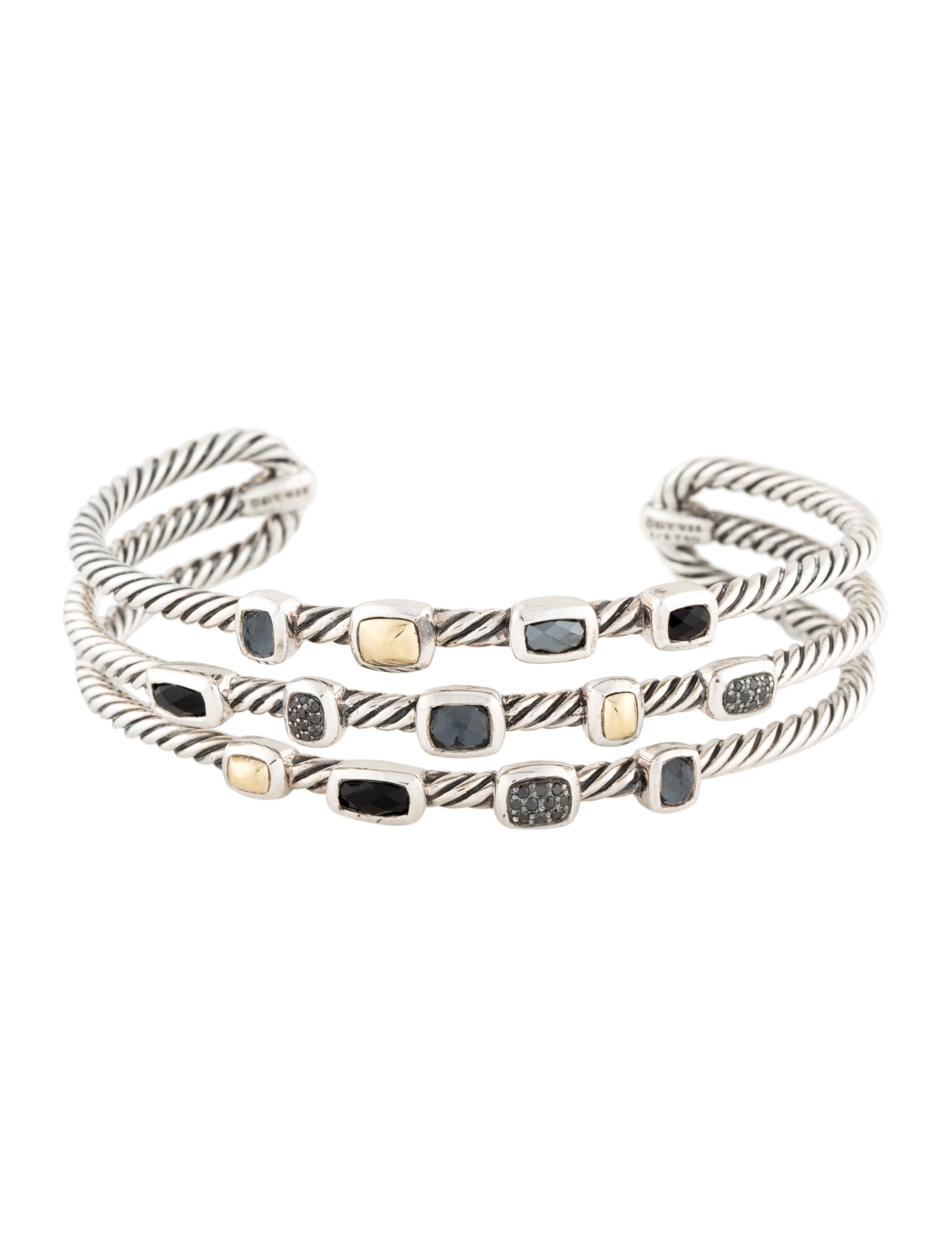 David Yurman Hematite, Onyx & Diamond Confetti Cuff Bracelet - Sterling ...
