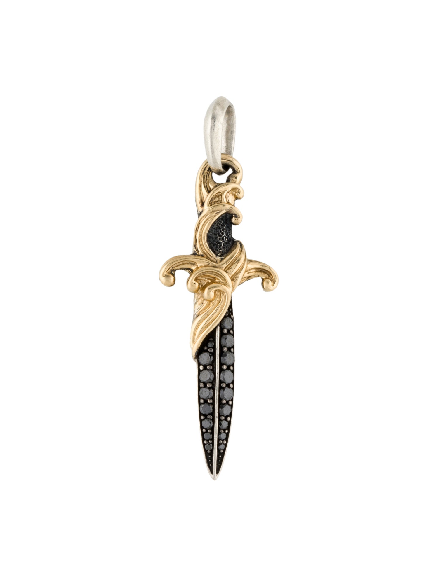 David Yurman Diamond Waves Dagger Amulet Pendant - 18K Yellow Gold ...