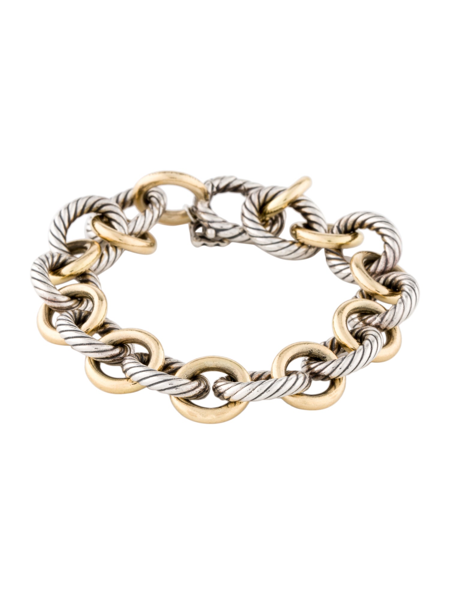 David Yurman Two-Tone Cable Link Bracelet - Sterling Silver Link, Bracelets - DVY159588 | The ...