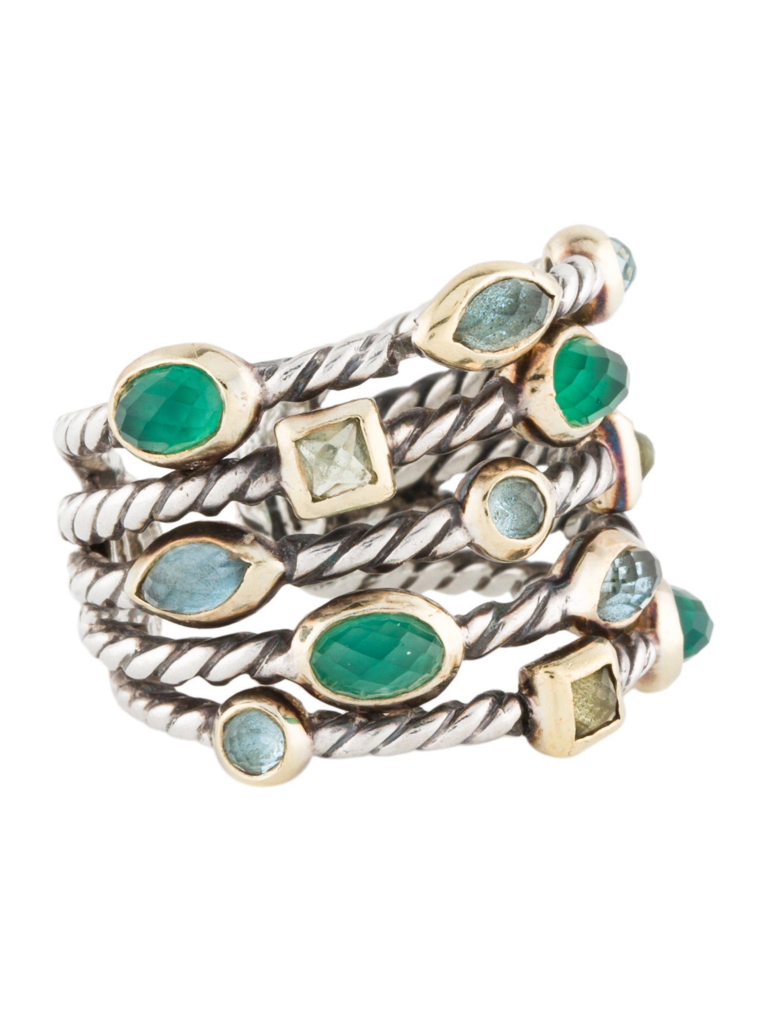 David Yurman Topaz, Peridot & Dyed Chalcedony Confetti Cocktail Ring ...