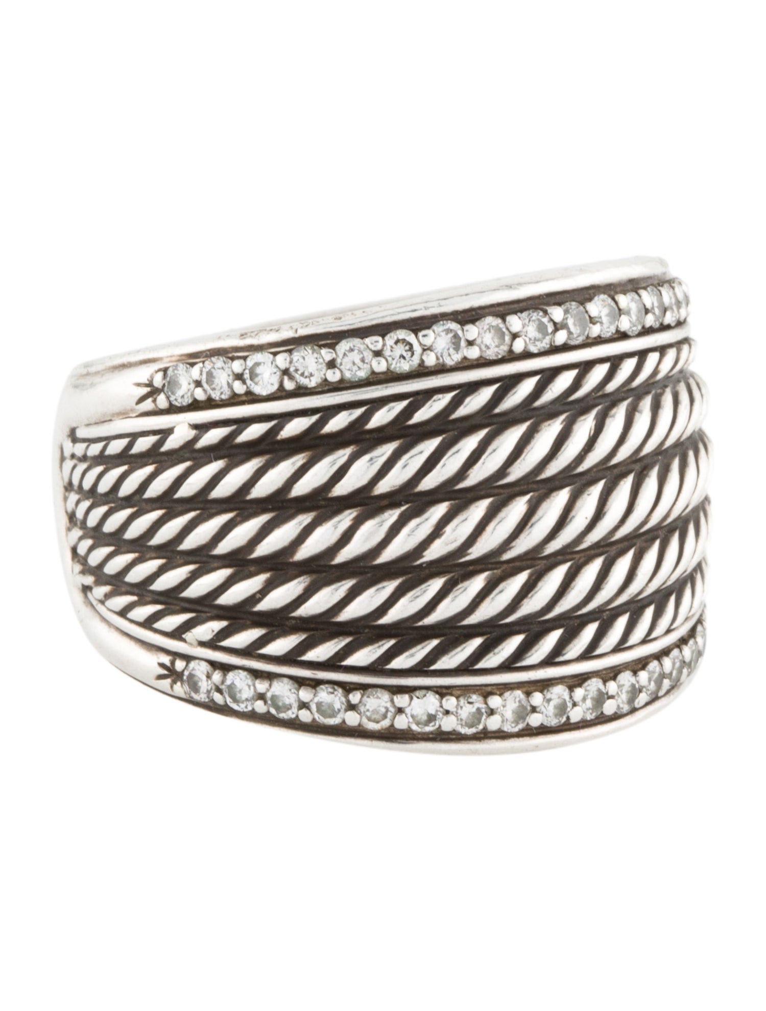 David Yurman Two-Tone Origami Cable Crossover Band - 18K Yellow Gold ...