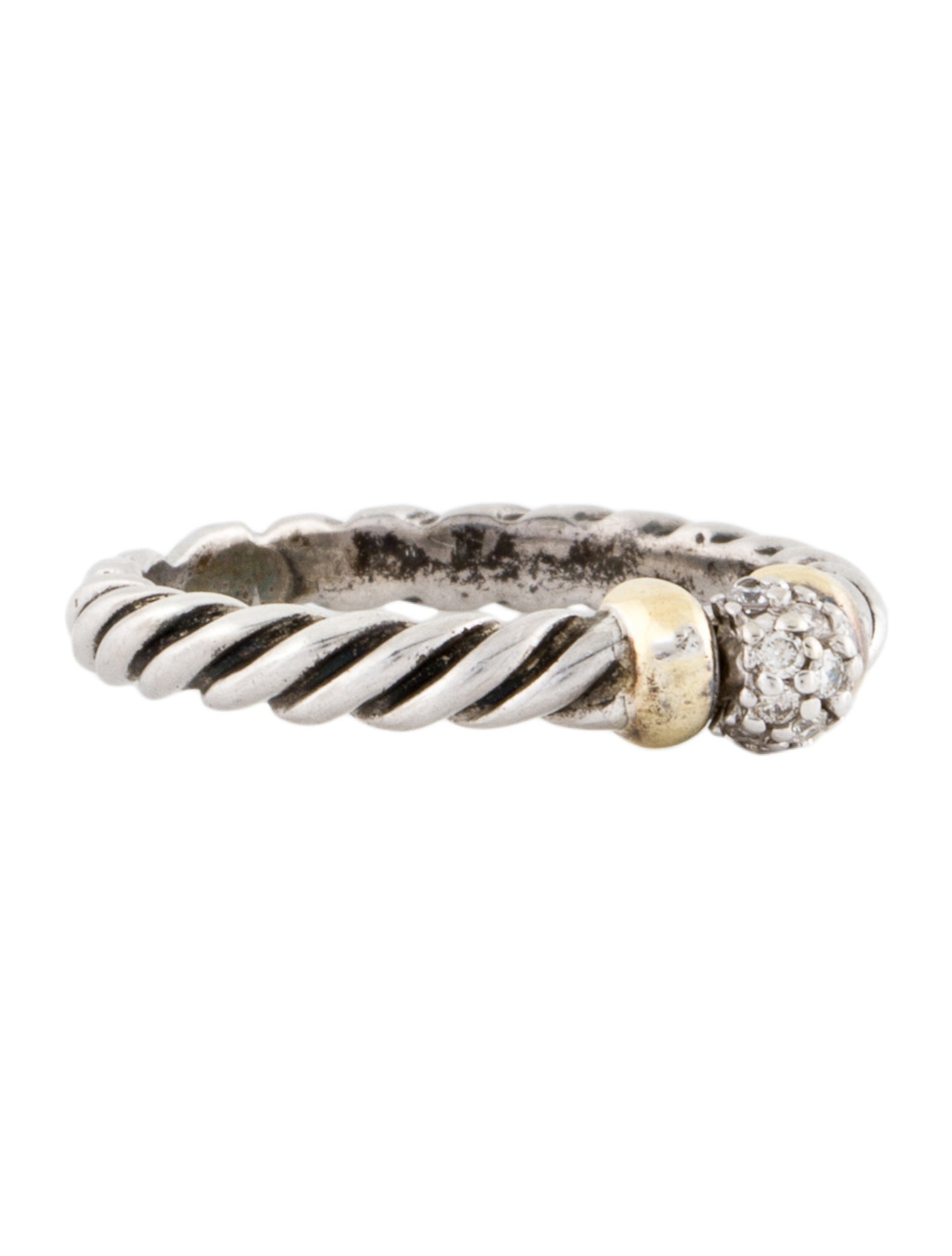 David Yurman Diamond Metro Cable Stacking Ring - 18K Yellow Gold ...