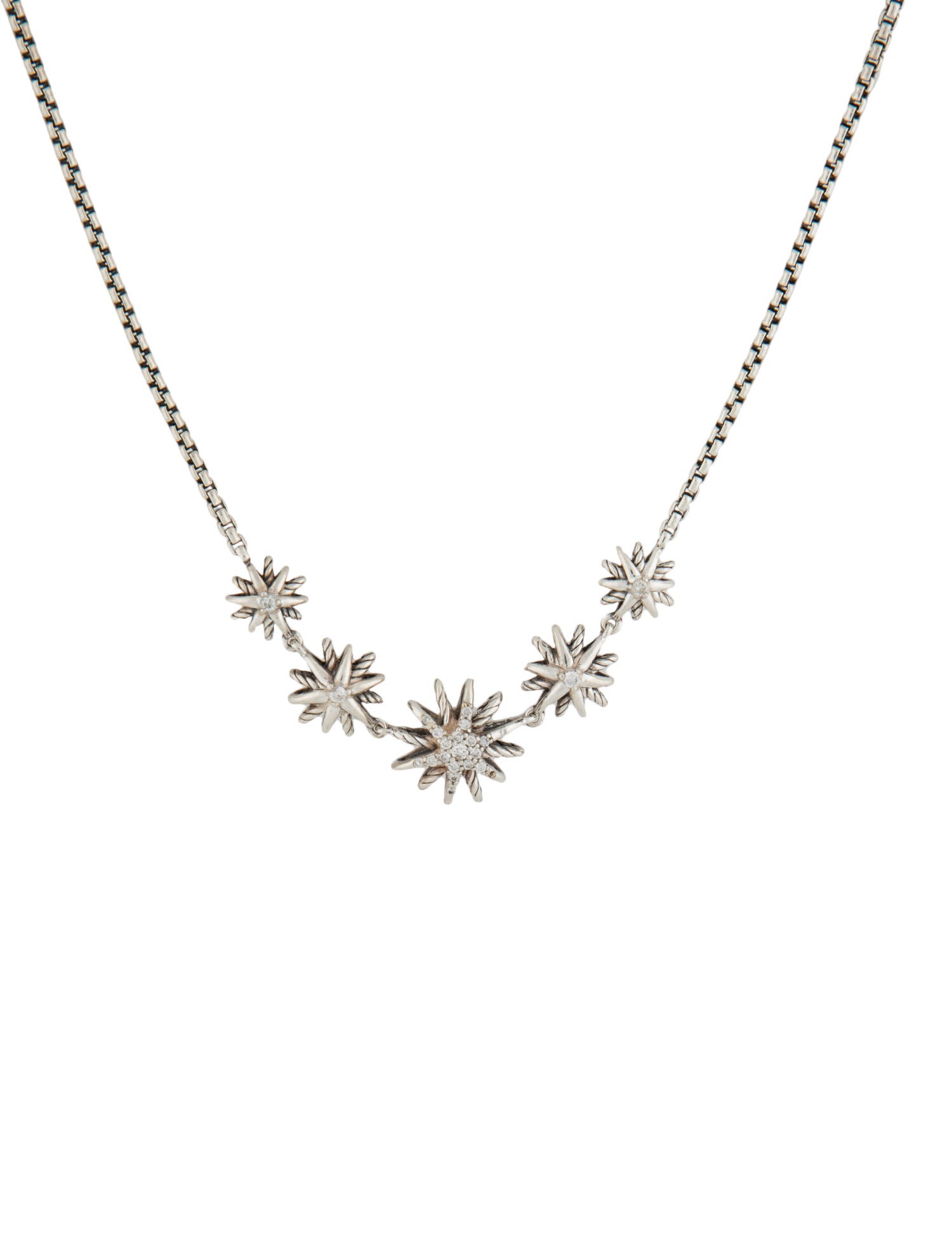 David Yurman Diamond Starburst Five Station Necklace - Sterling Silver ...