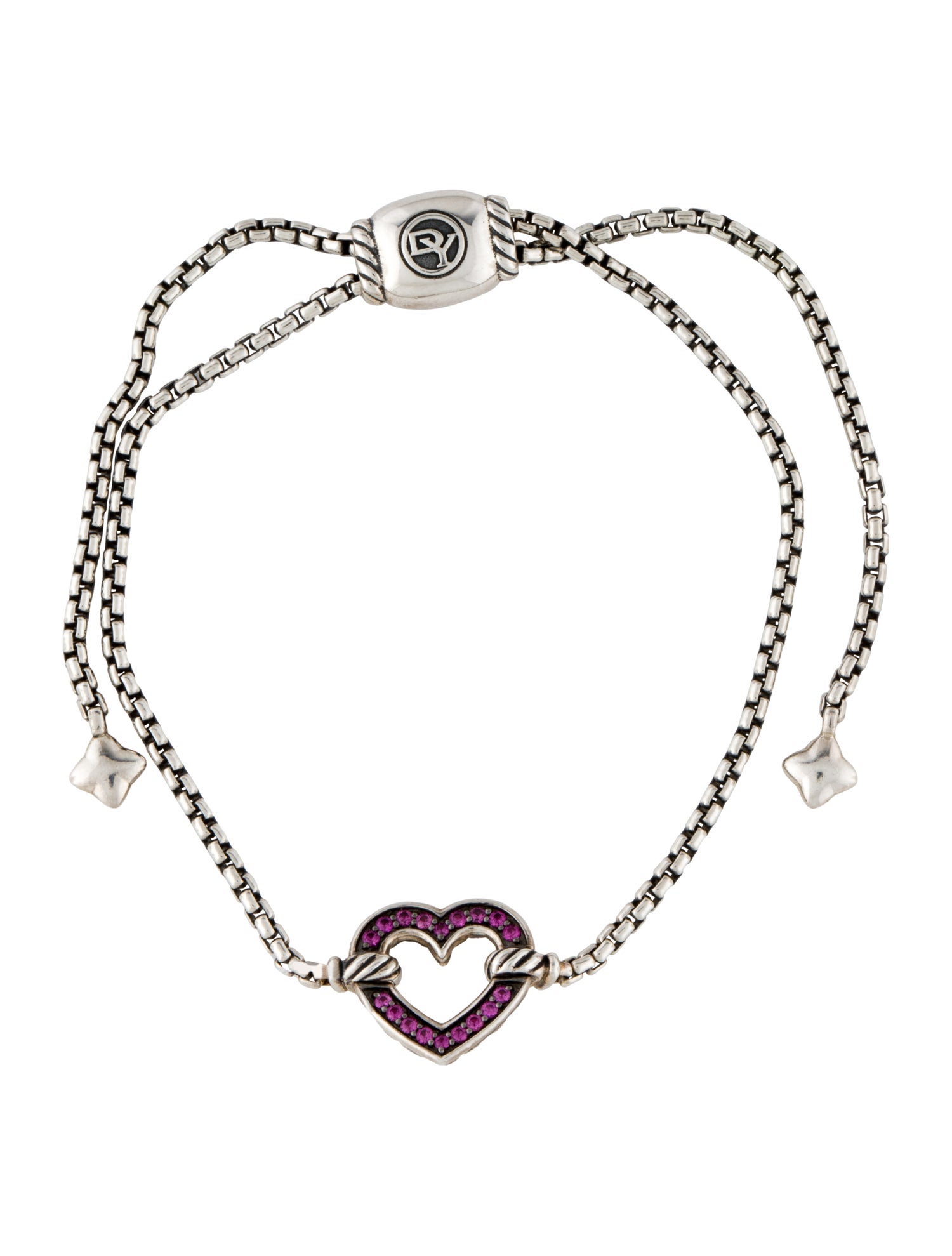David Yurman Pink Sapphire Open Heart Station Bracelet - Sterling ...