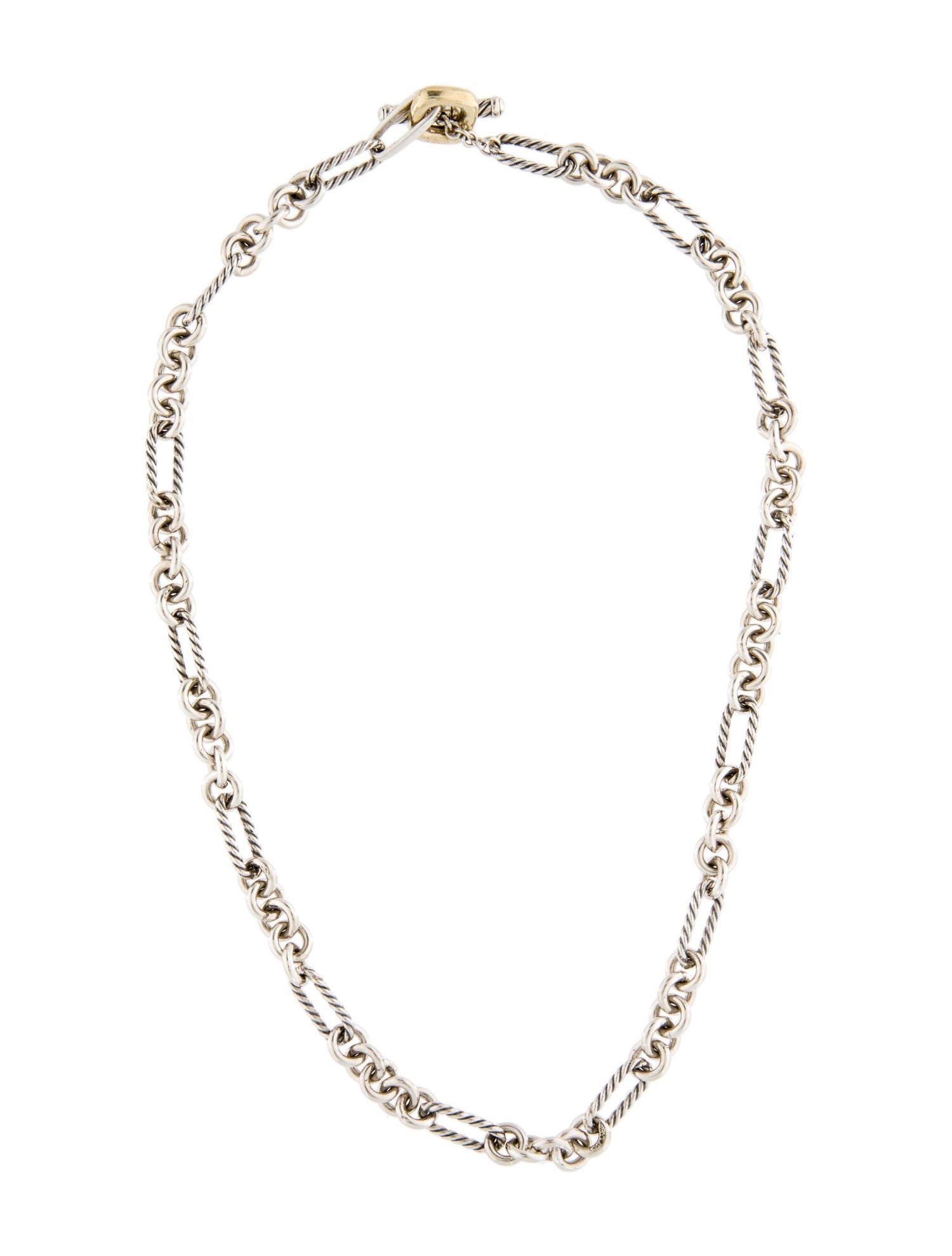 David Yurman Two-Tone Figaro Chain Necklace - 18K Yellow Gold Chain ...