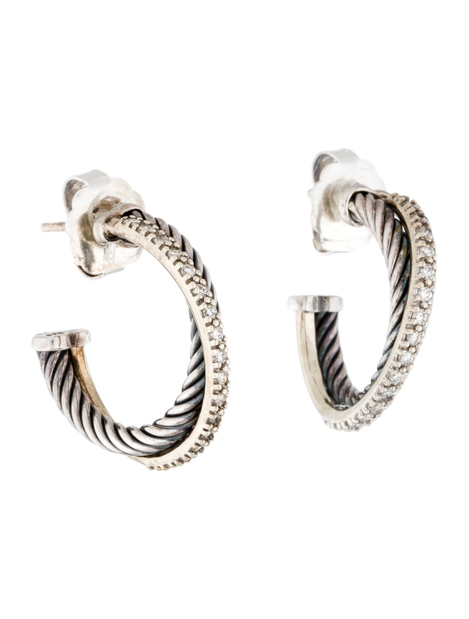 David Yurman Two-Tone Crossover Hoop Earrings - 18K Yellow Gold Hoop ...