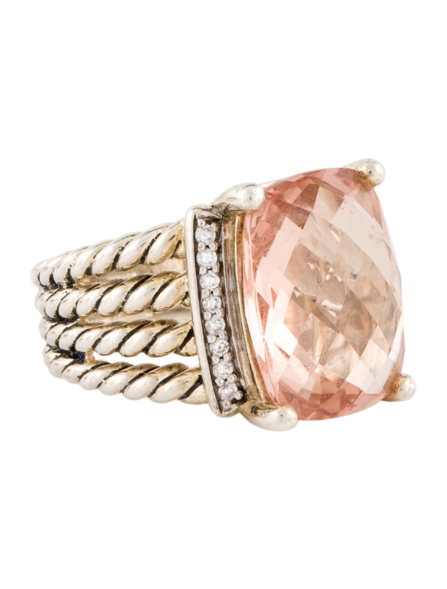David Yurman Morganite & Diamond Wheaton Ring - Sterling Silver ...