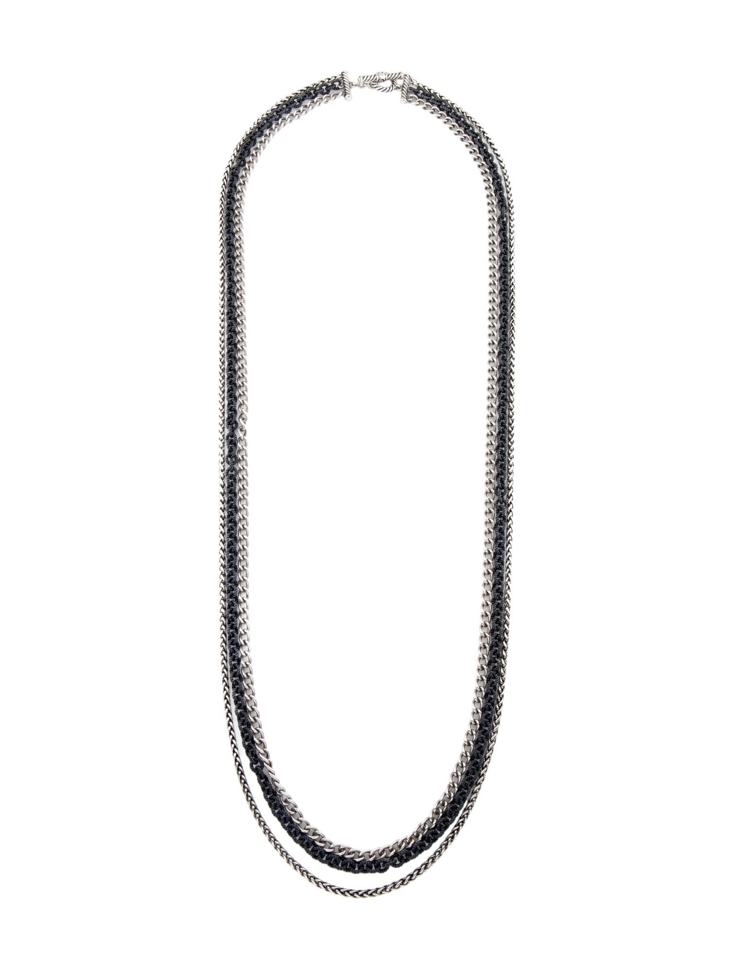 David Yurman Three-Row Chain Necklace - Sterling Silver Multistrand ...