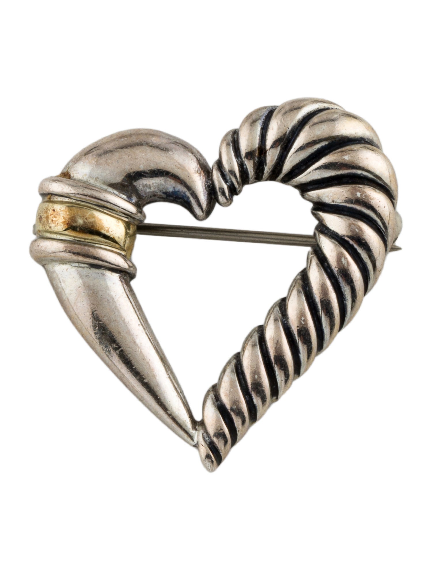 David Yurman Two-Tone Heart Brooch Pin - 14K Yellow Gold Pin, Brooches ...