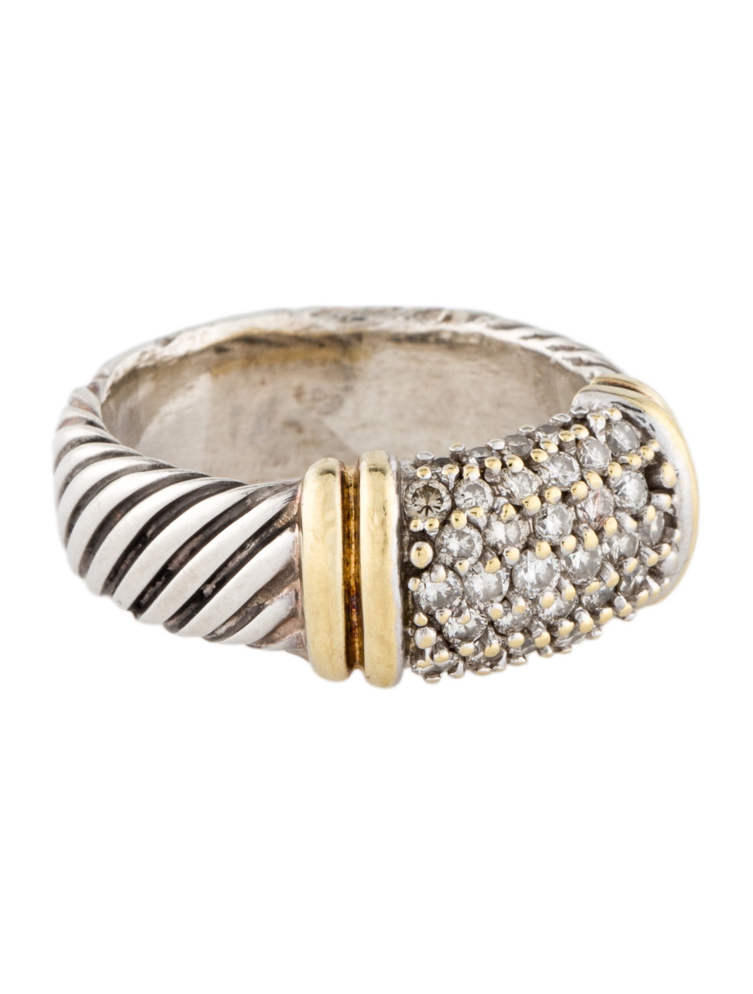 David Yurman Diamond Pavé Metro Band - 18K Yellow Gold Band, Rings ...