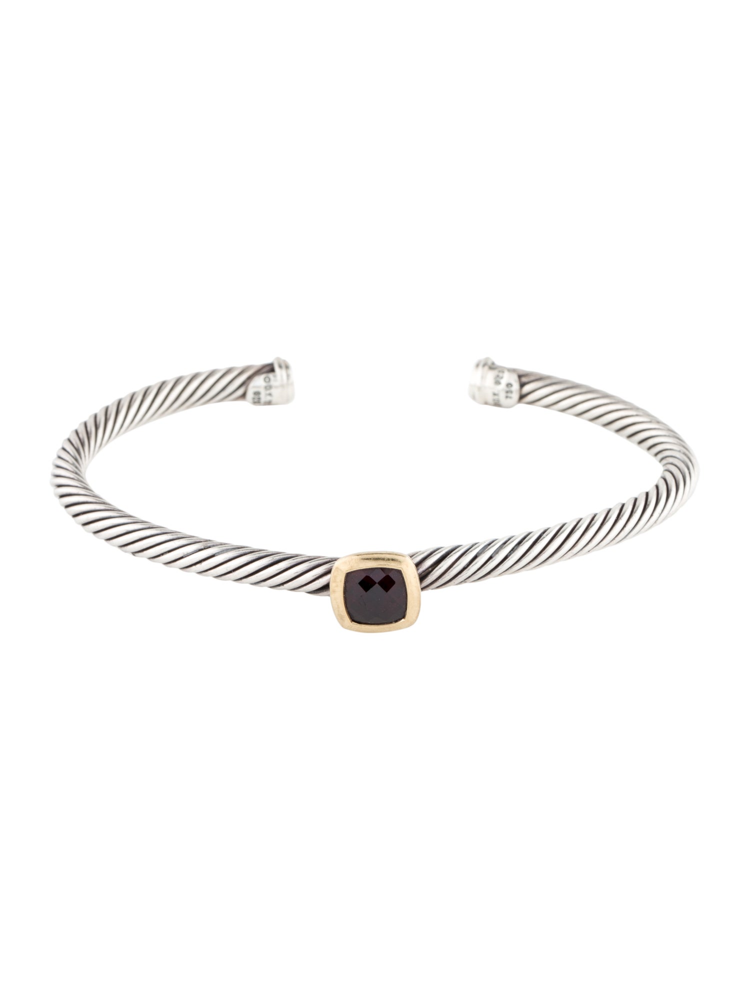 David Yurman Garnet Noblesse Cable Bracelet 18K Yellow Gold Cuff Bracelets DVY166109 The RealReal