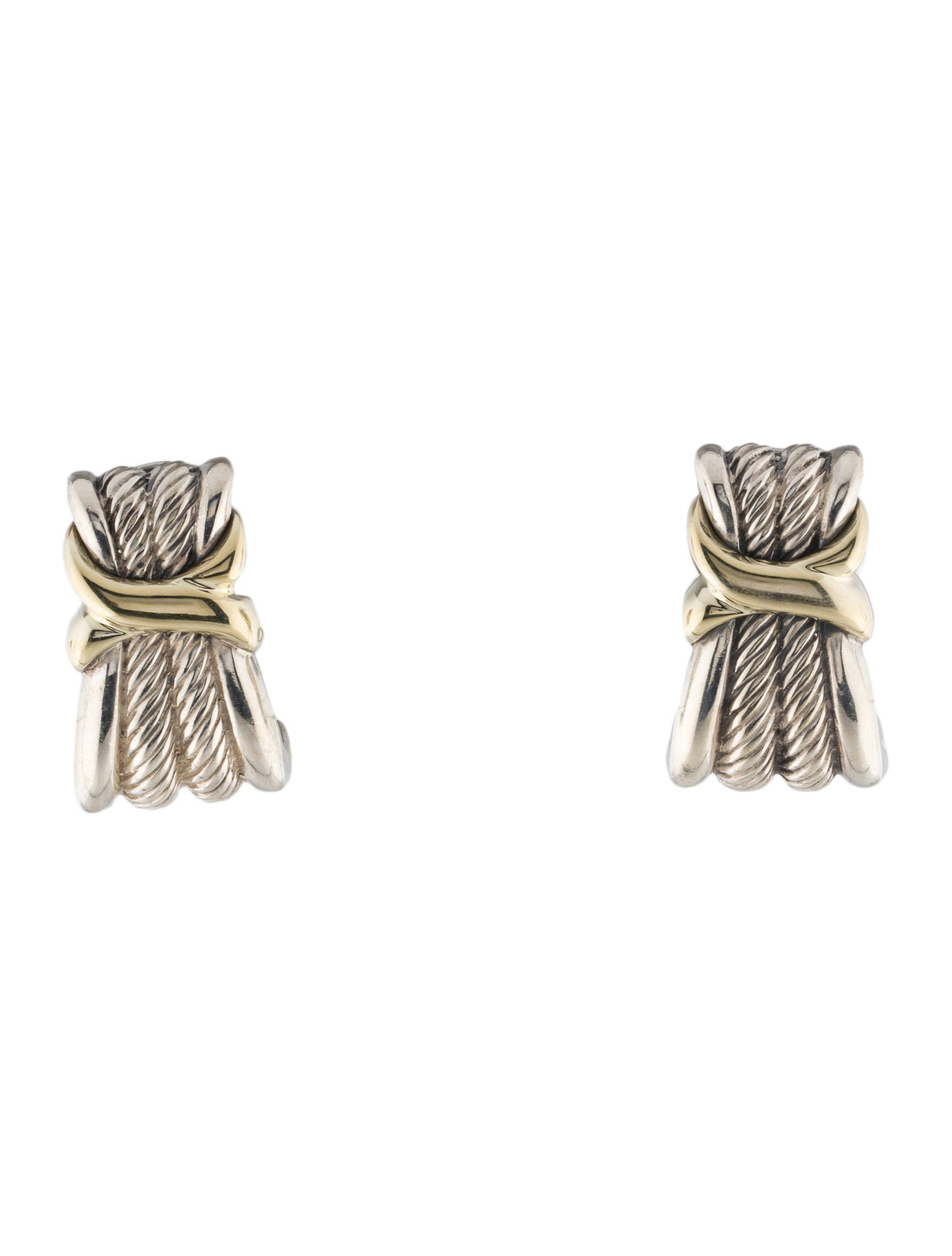 David Yurman Two-Tone X Crossover Huggie Earclips - 14K Yellow Gold ...
