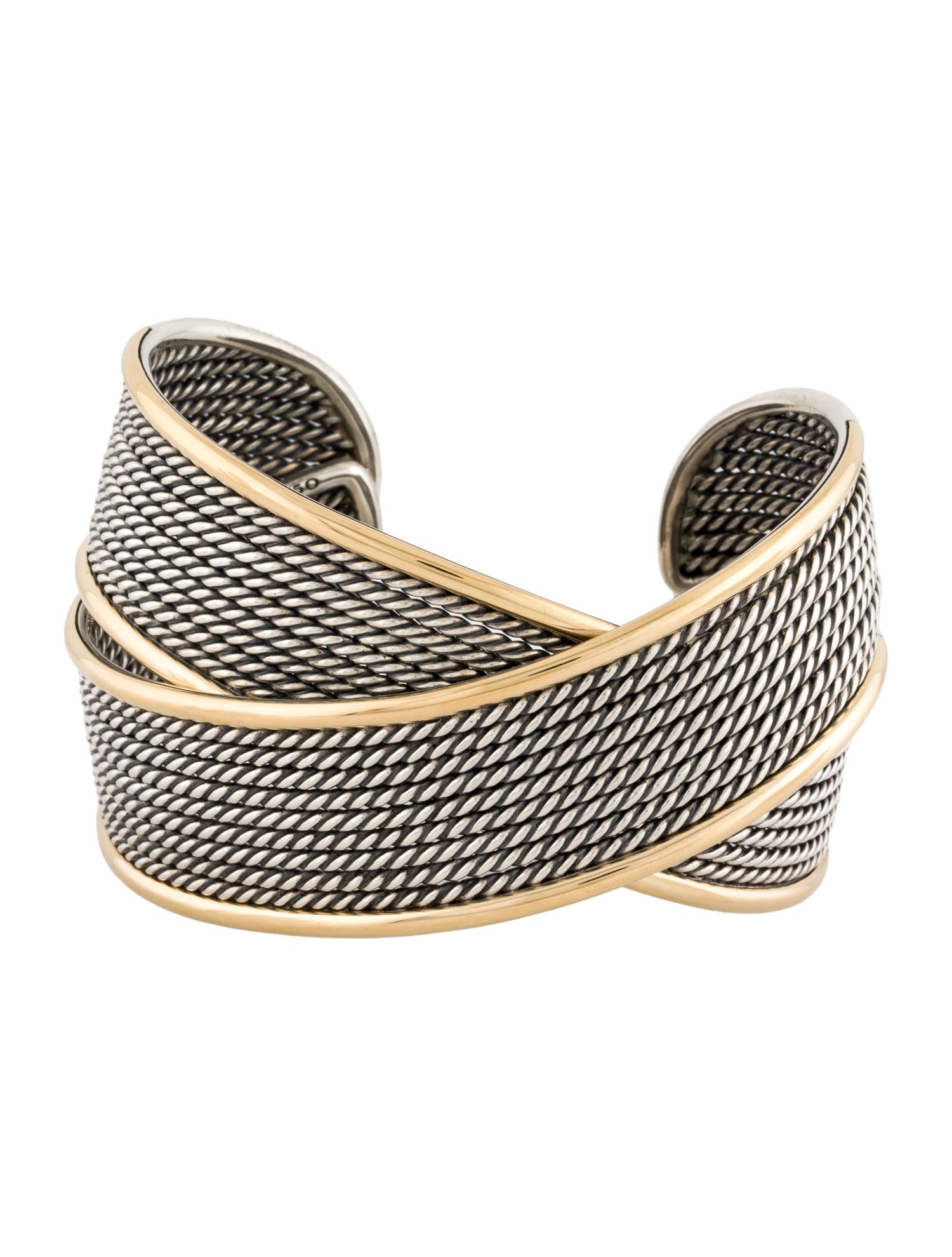 David Yurman Two-Tone Origami Large Crossover Cuff Bracelet - 18K ...