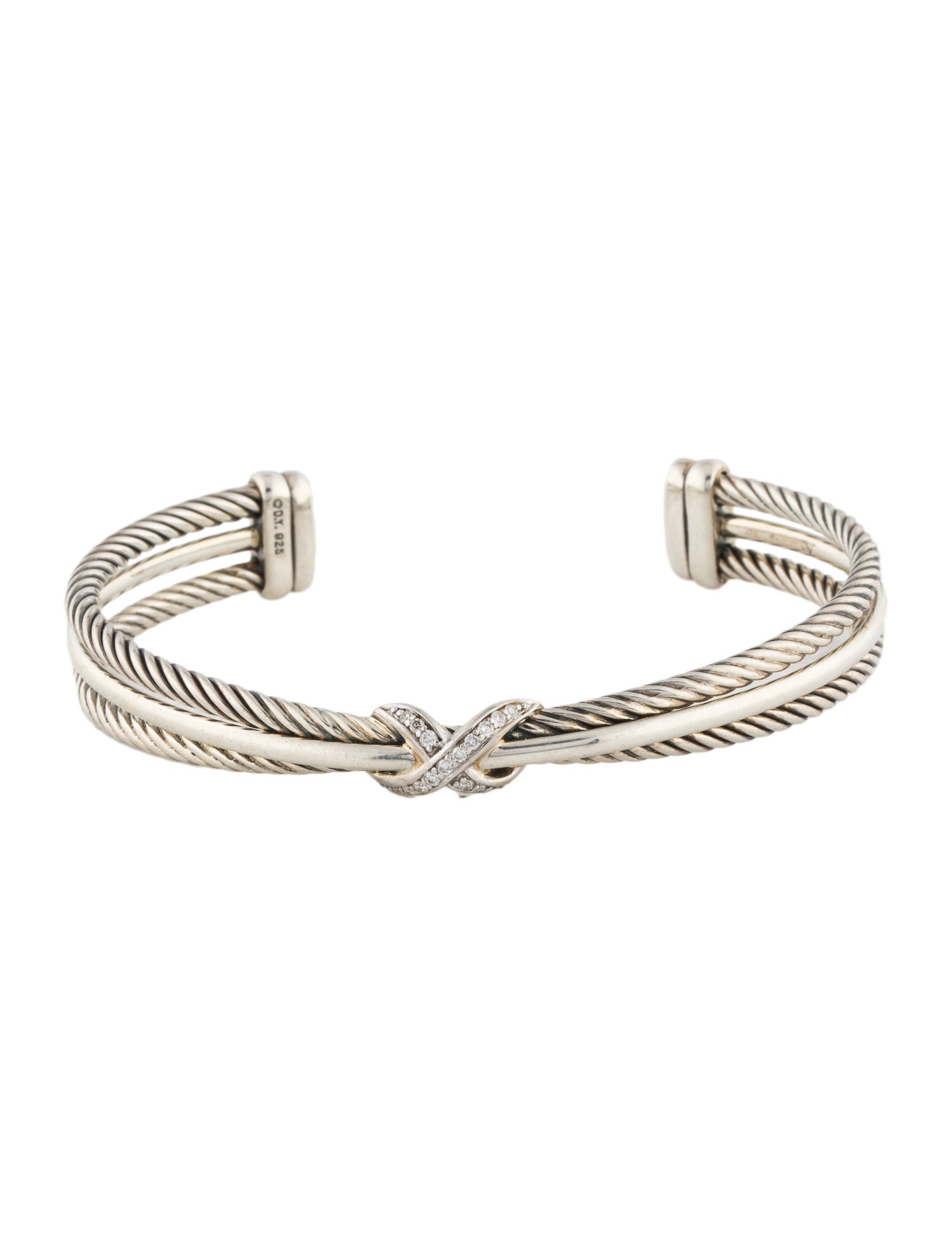 David Yurman Two-Tone Cable Crossover Cuff - 18K Yellow Gold Cuff ...