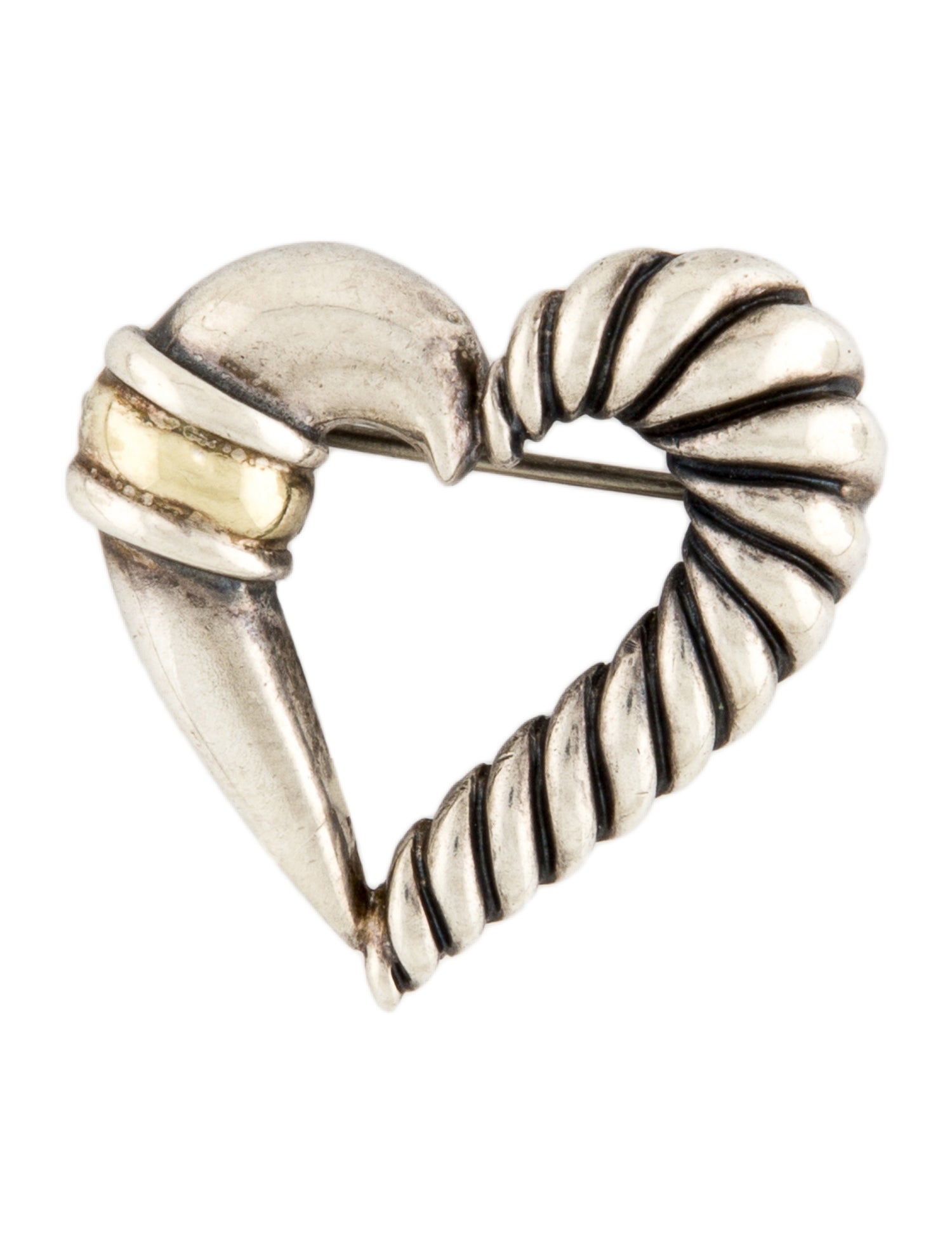 David Yurman Two-Tone Heart Brooch - 14K Yellow Gold Pin, Brooches ...