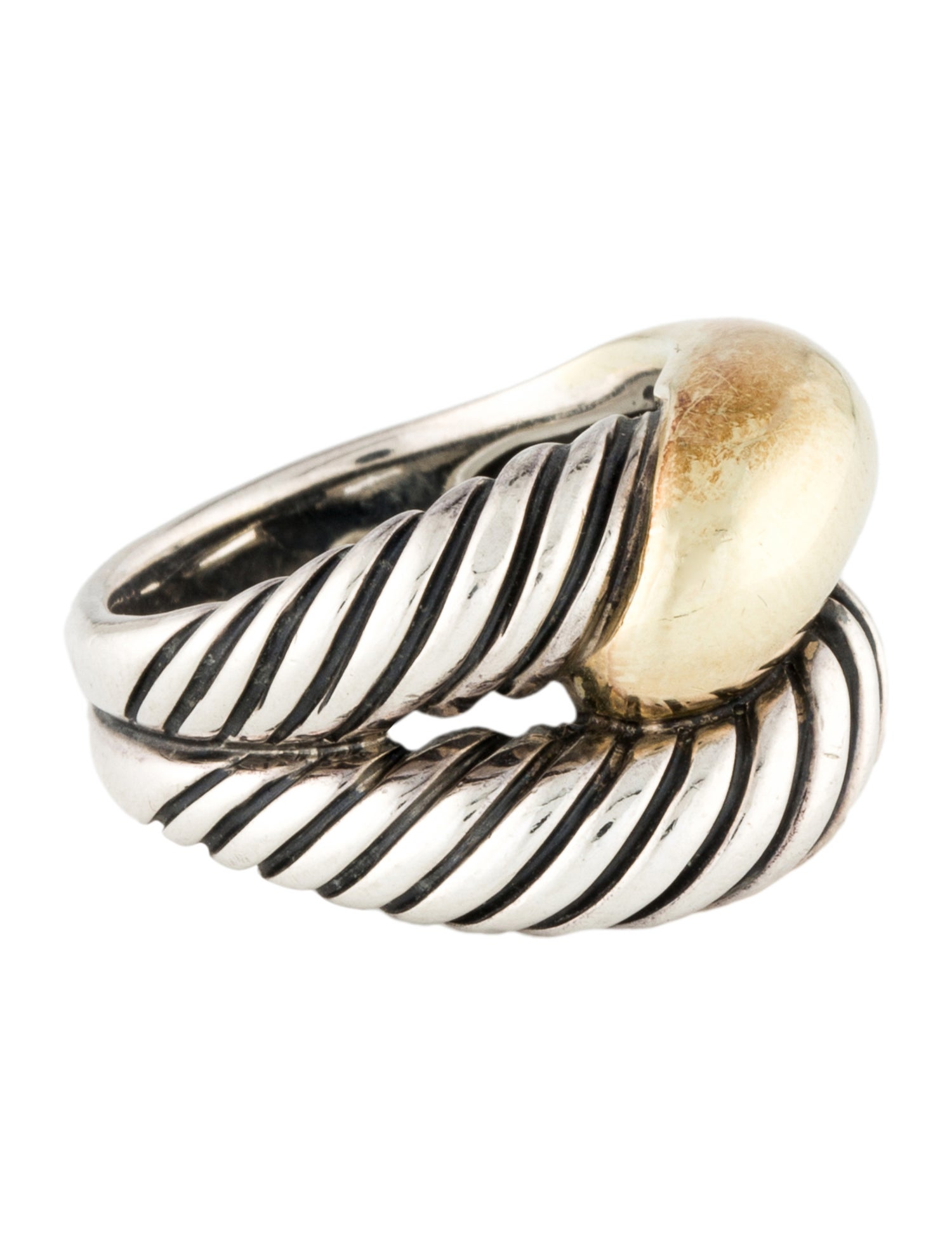 David Yurman Two-Tone Labyrinth Single Loop Ring - 14K Yellow Gold Band ...