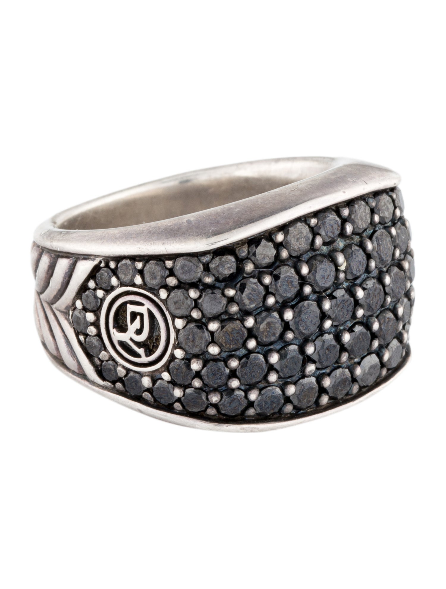 David Yurman Diamond Chevron Signet Ring - Sterling Silver Signet Ring ...