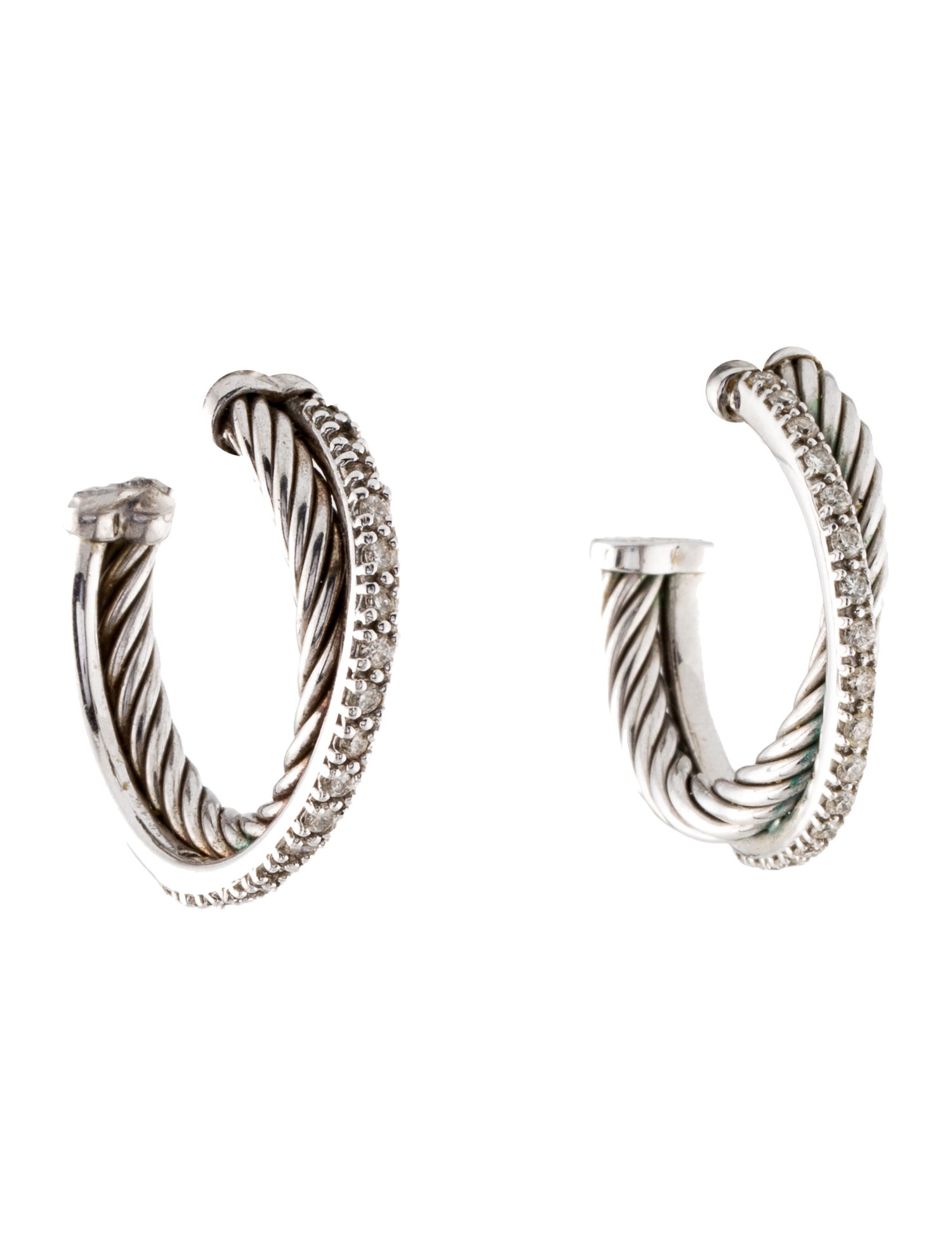 David Yurman Two-Tone Crossover Hoop Earrings - 18K Yellow Gold Hoop ...
