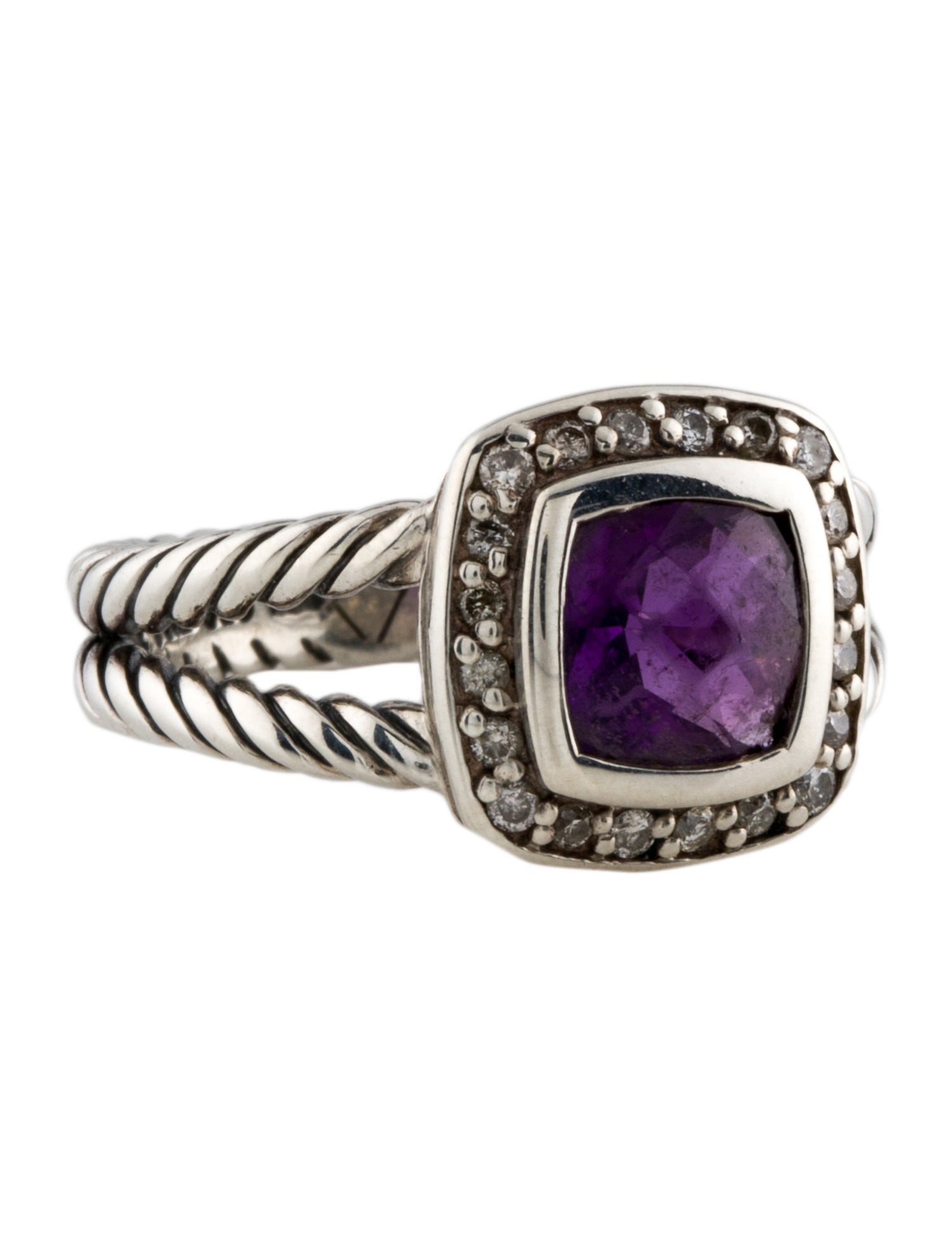 David Yurman Amethyst & Diamond Petite Albion Ring - Sterling Silver ...