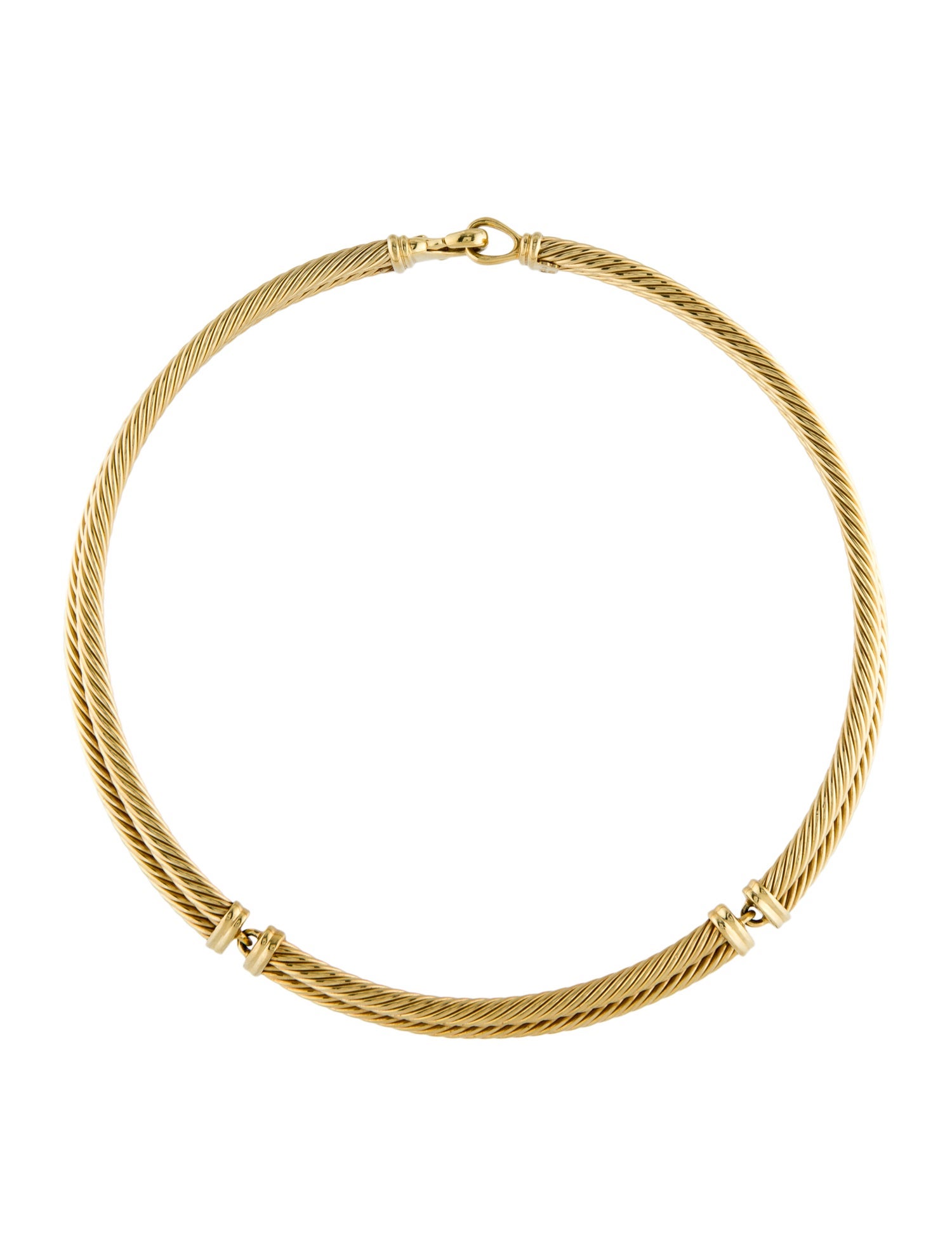 David Yurman 18K Two Row Twisted Cable Collar Necklace - 18K Yellow ...