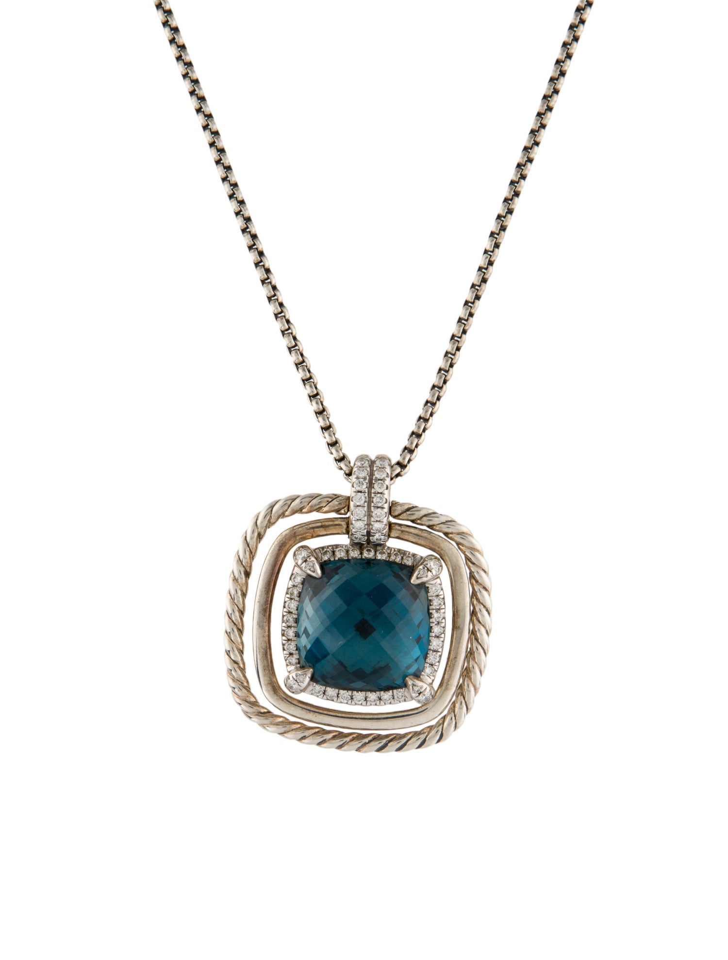 David Yurman Topaz & Diamond Châtelaine Rope Bezel Pendant Necklace ...