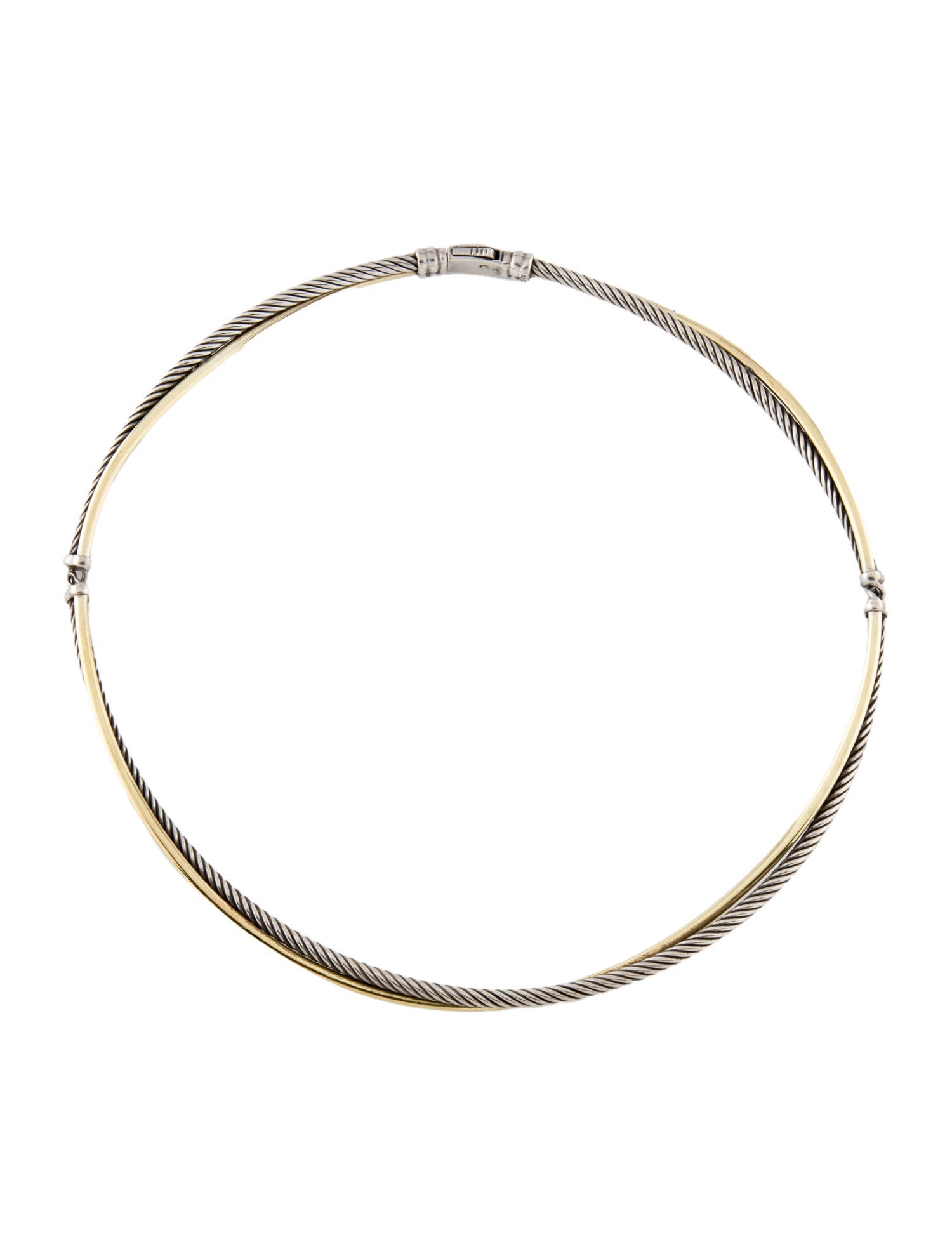 David Yurman Two-Tone Cable Crossover Collar Necklace - 18K Yellow Gold ...
