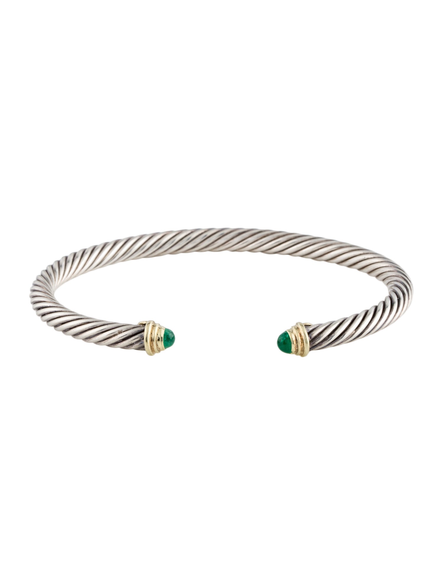 David Yurman Emerald Cable Kids® Bracelet - 14K Yellow Gold Cuff ...