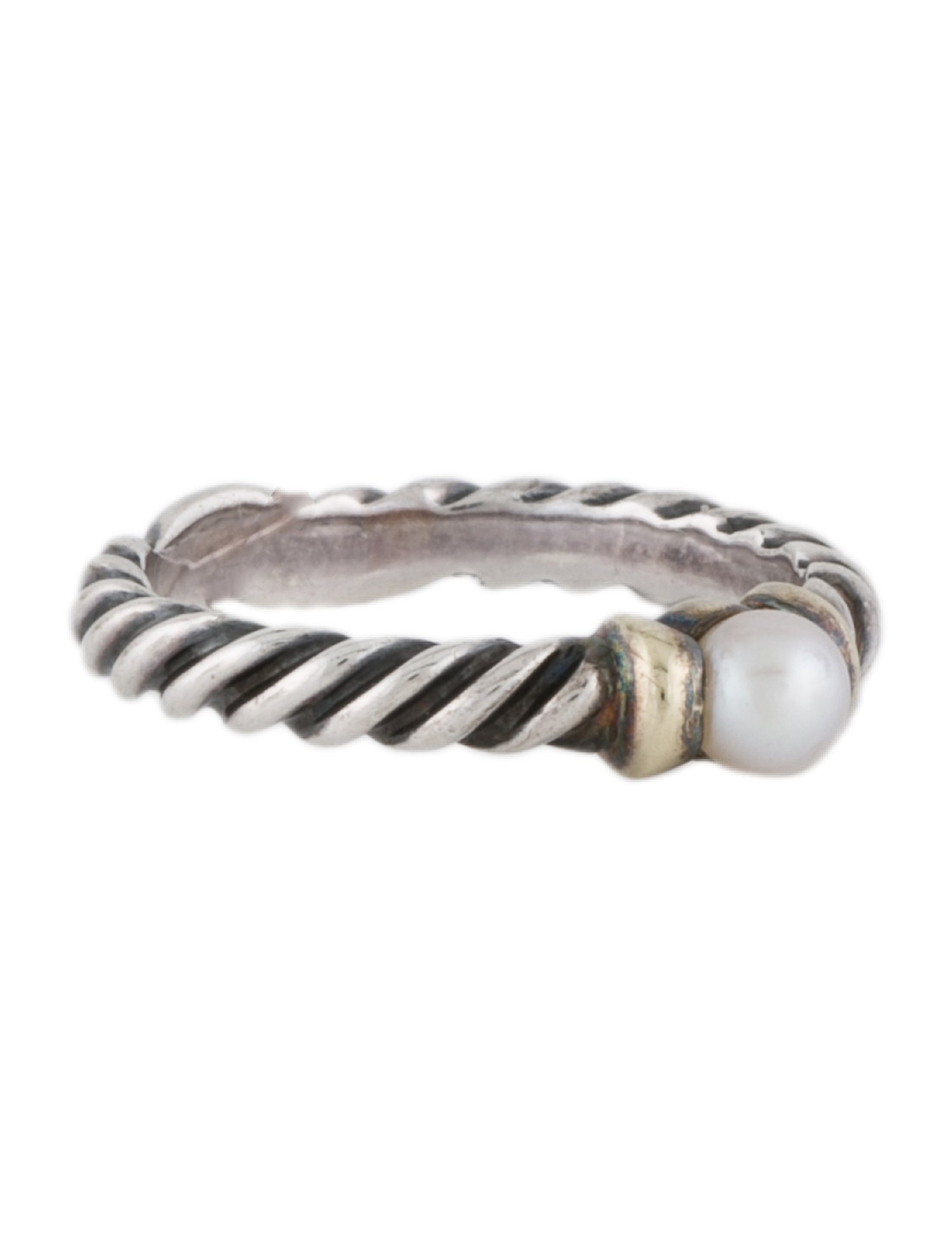 David Yurman Pearl Hampton Cable Stacking Ring - 14K Yellow Gold Band ...