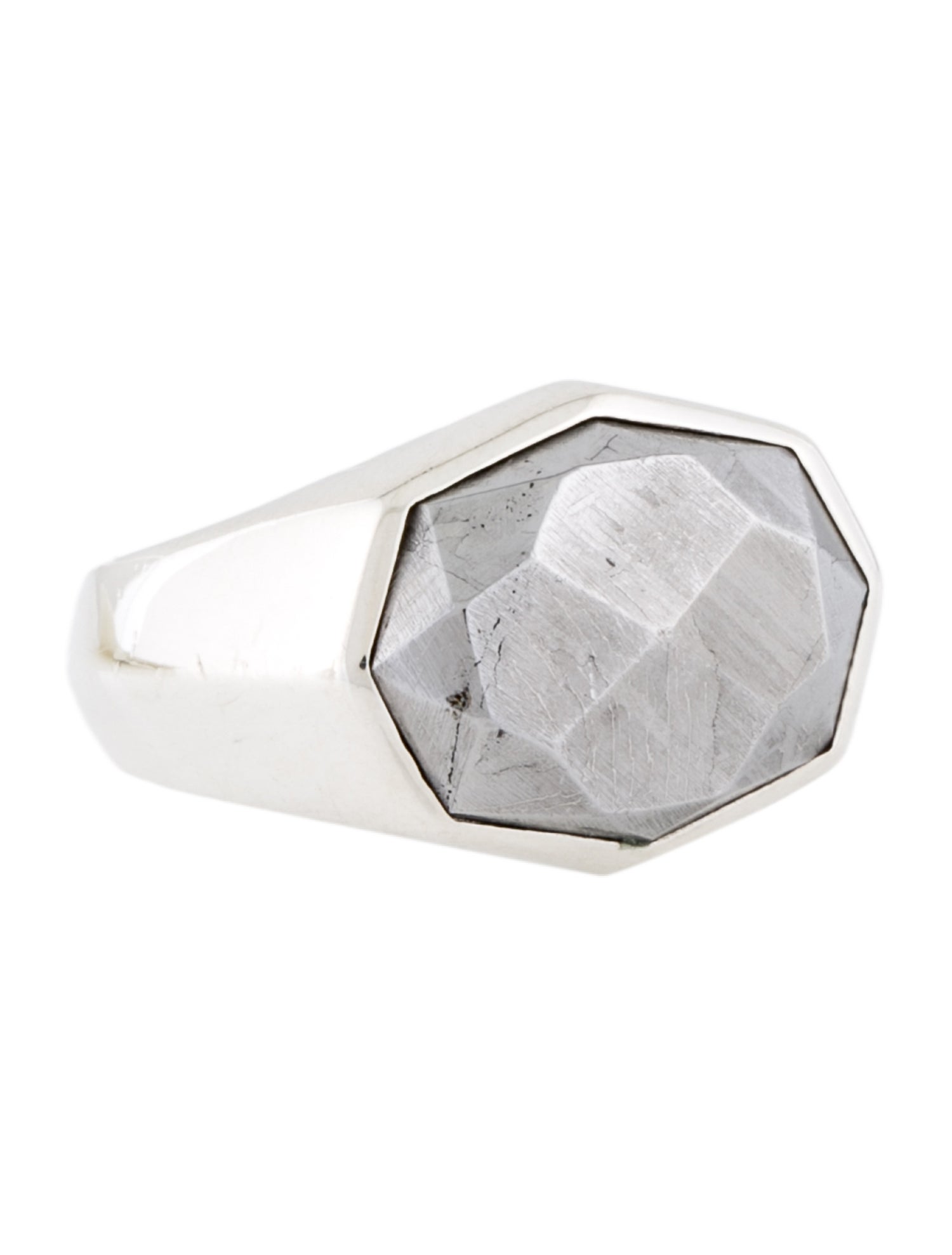 David Yurman Meteorite Faceted Signet Ring - Sterling Silver Signet ...