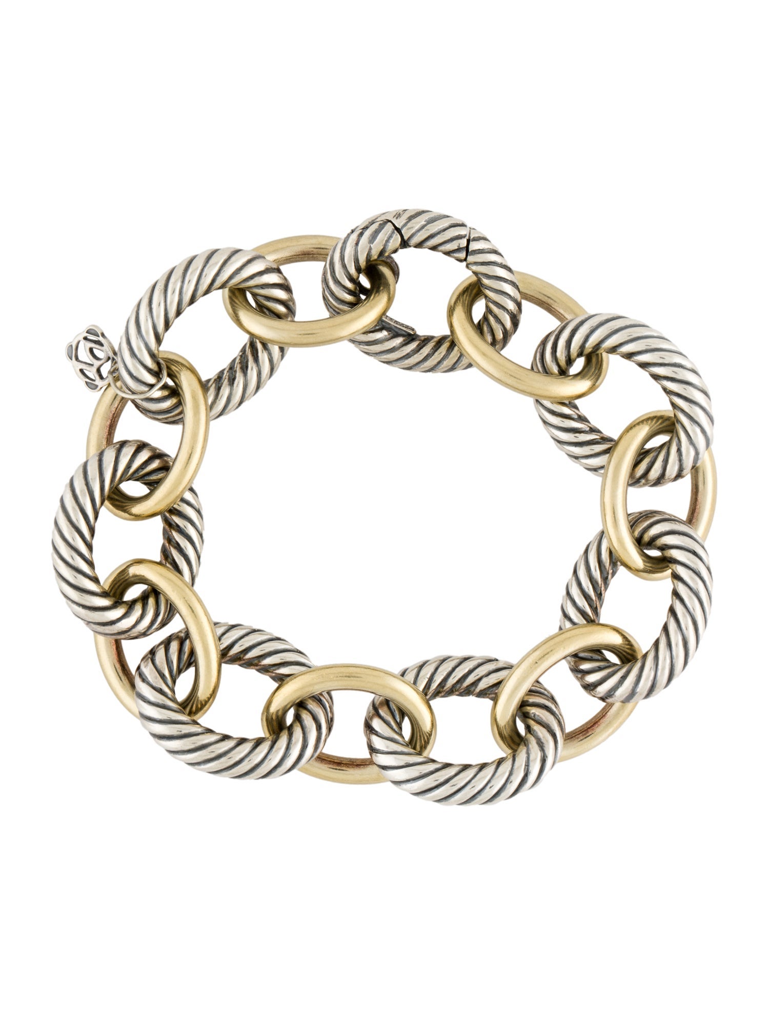 David Yurman Two-Tone Oval Link Chain Bracelet - 18K Yellow Gold-Plated ...