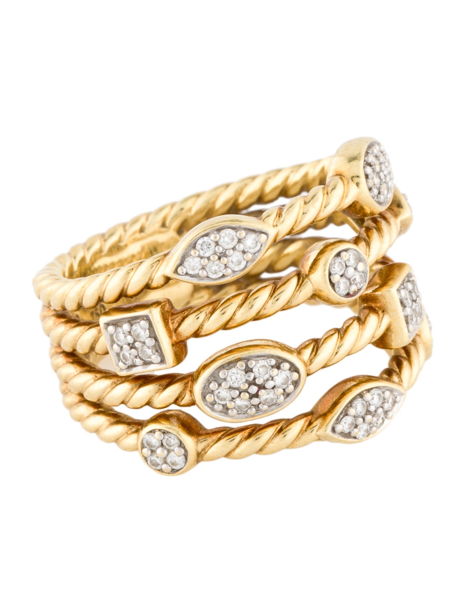 David Yurman 18K Diamond Confetti 4 Row Band - 18K Yellow Gold Band ...