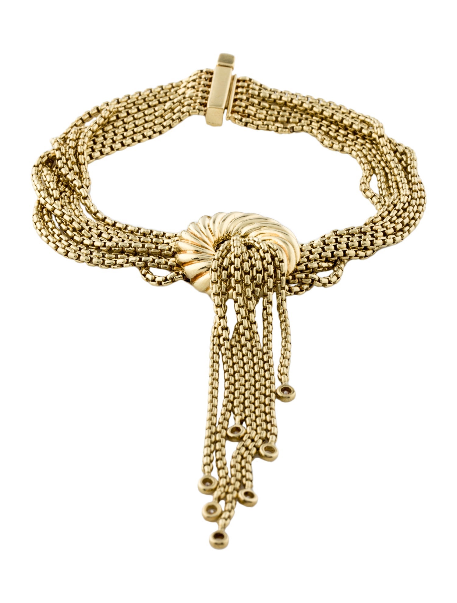 David Yurman 18K Diamond Multistrand Chain Tassel Bracelet - 18K Yellow ...