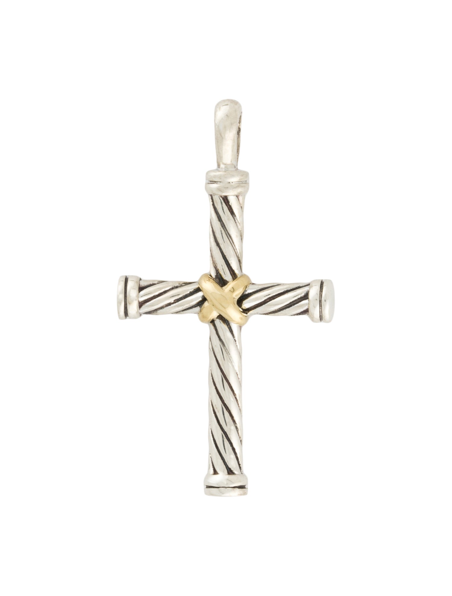 David Yurman Cable Cross Pendant - 18K Yellow Gold Pendant Necklace ...
