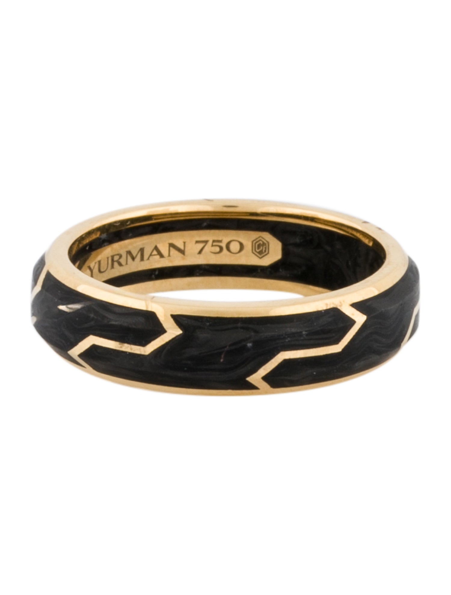 David Yurman 18K Forged Carbon Band Ring - Black, 18K Yellow Gold Band ...