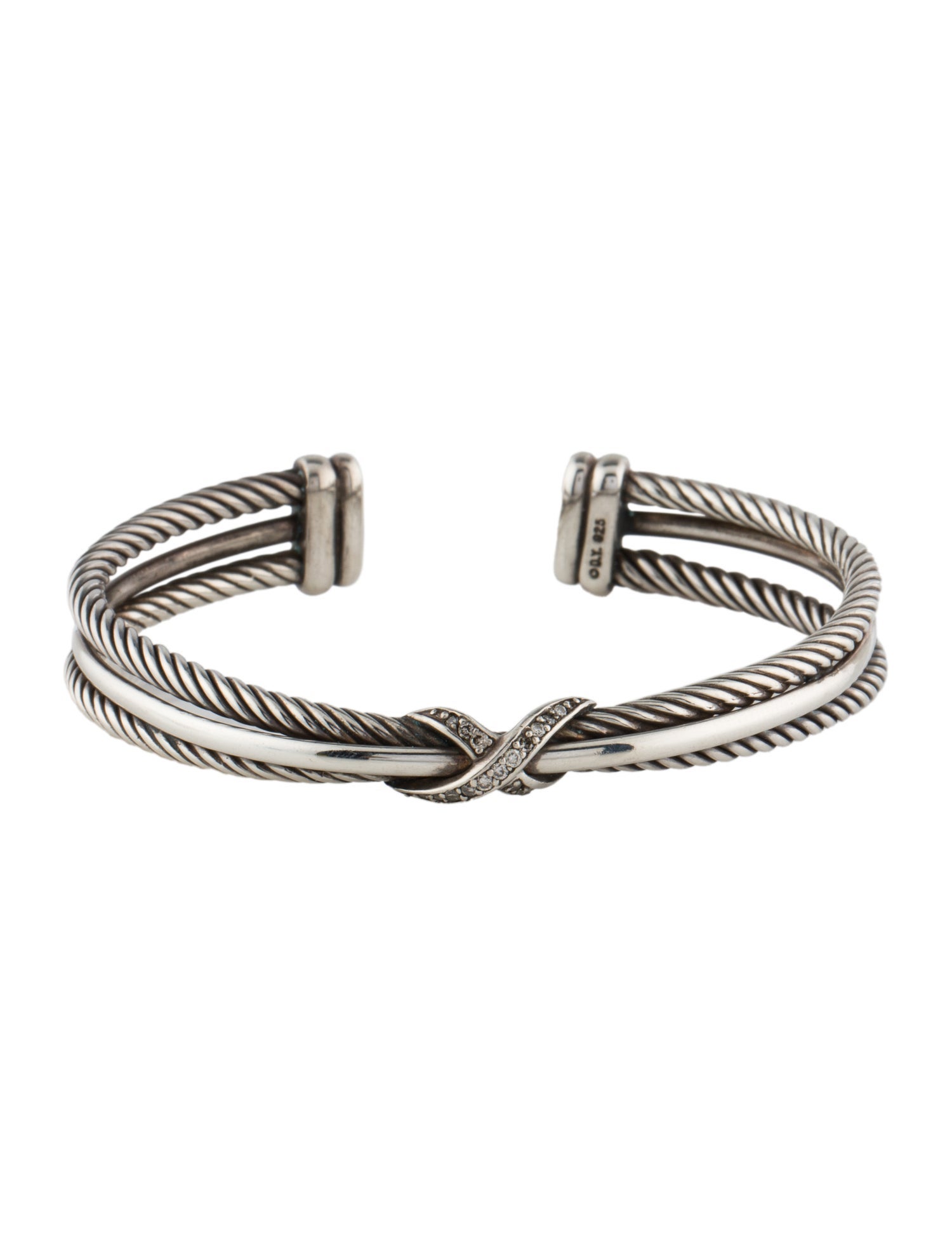 David Yurman Diamond X Crossover Cuff Bracelet - Sterling Silver Cuff ...