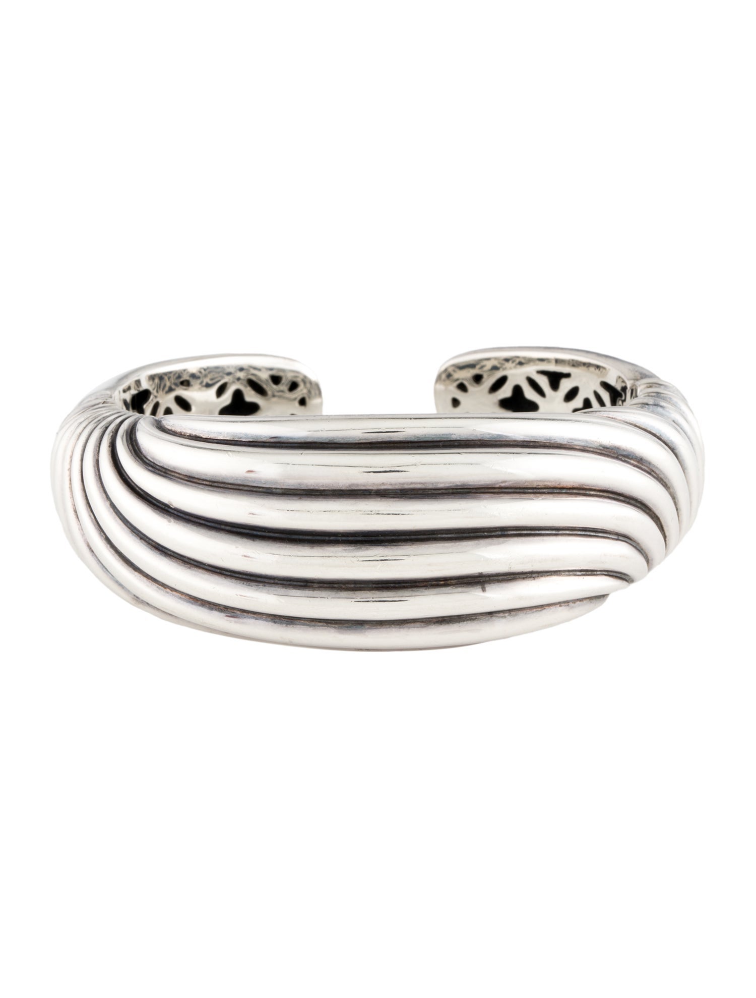 David Yurman Wide Sculpted Cable Hinged Bracelet - Sterling Silver Cuff ...
