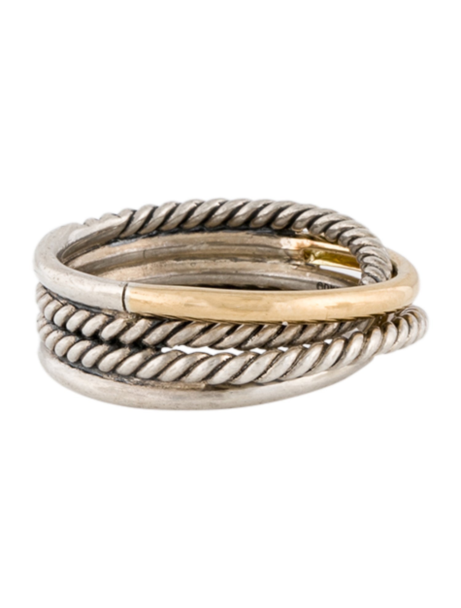 David Yurman Two-Tone Crossover Band Ring - 18K Yellow Gold Band, Rings ...