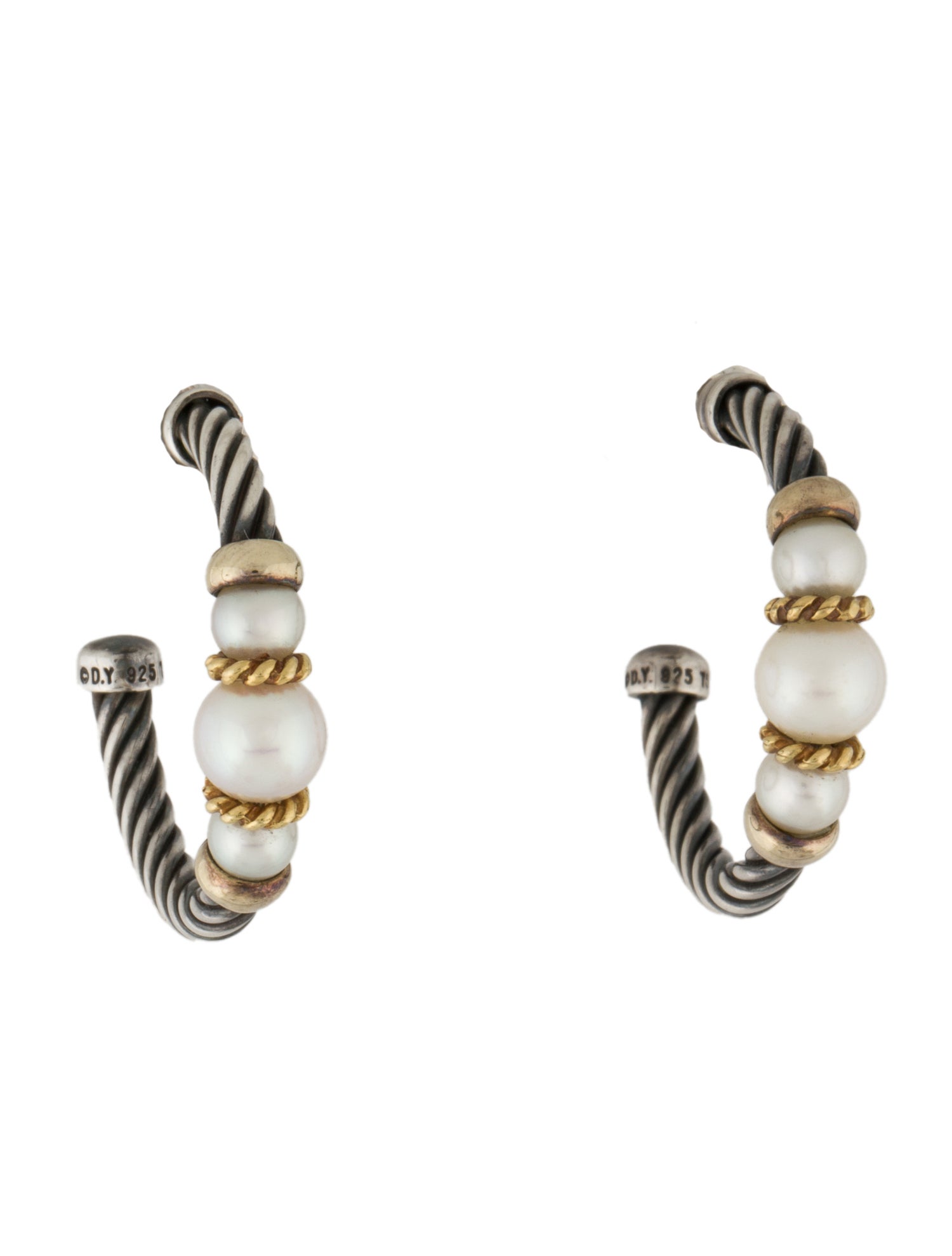 David Yurman Pearl Hoop Earrings - Gold, 18K Yellow Gold Hoop, Earrings ...