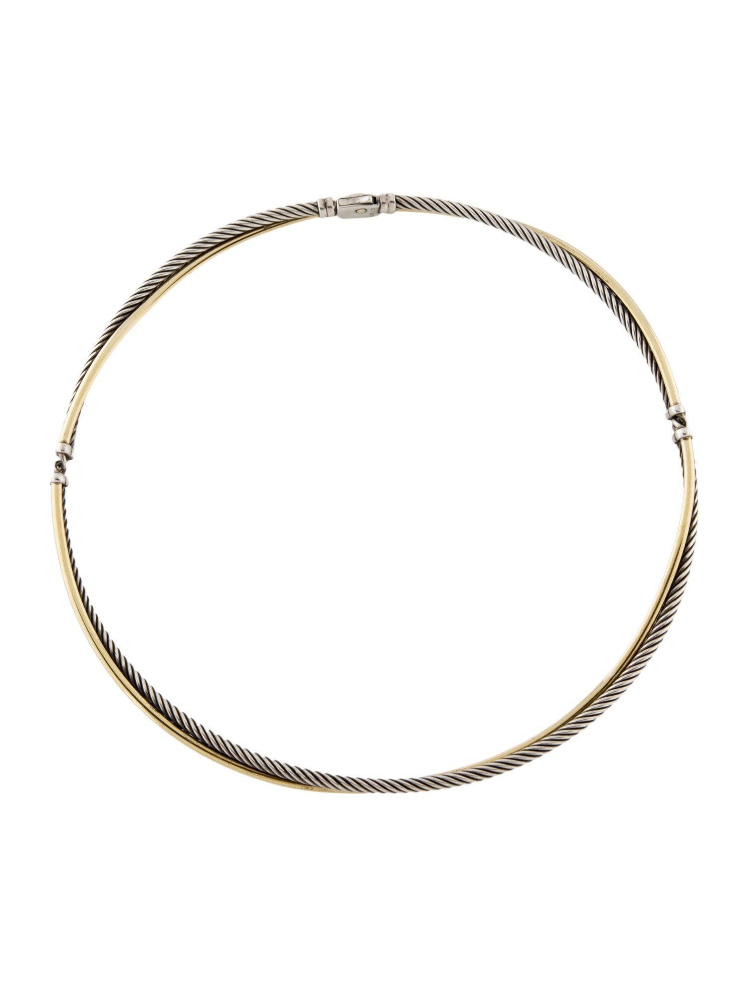 David Yurman Two-Tone Cable Crossover Collar Necklace - 18K Yellow Gold ...