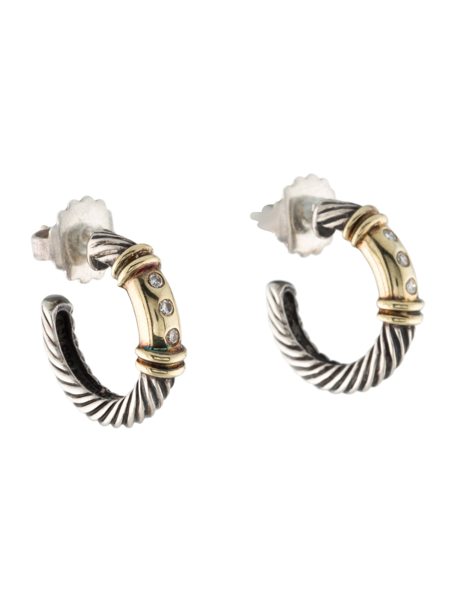 David Yurman Diamond Metro Hoops - 14K Yellow Gold Hoop, Earrings ...
