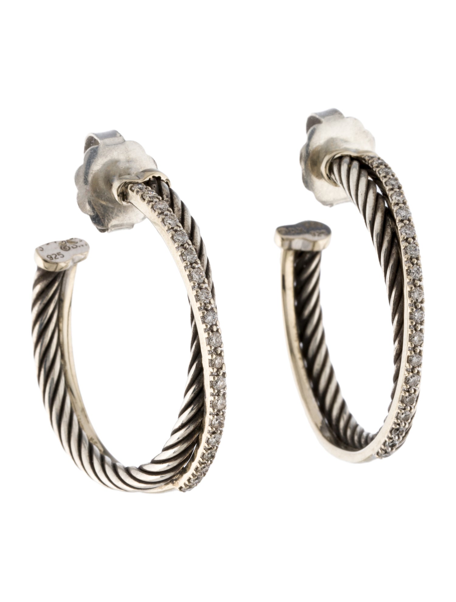 David Yurman Diamond Crossover Hoop Earrings - 14K White Gold Hoop ...